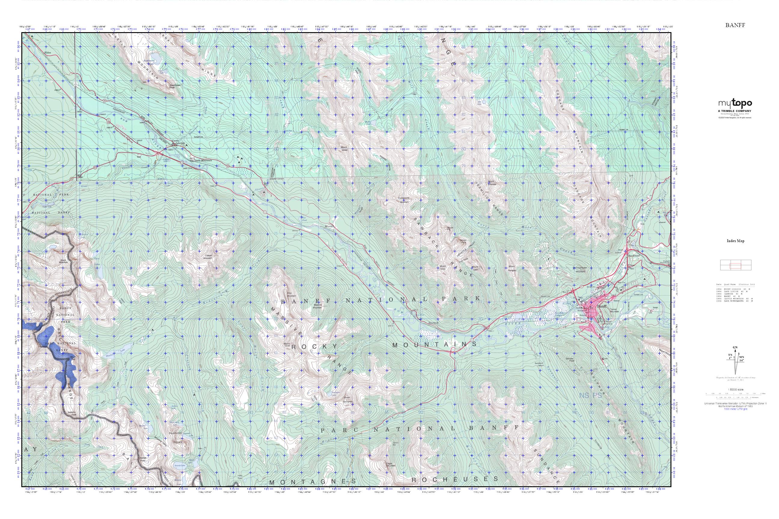 Banff MyTopo Explorer Series Map – MyTopo Map Store