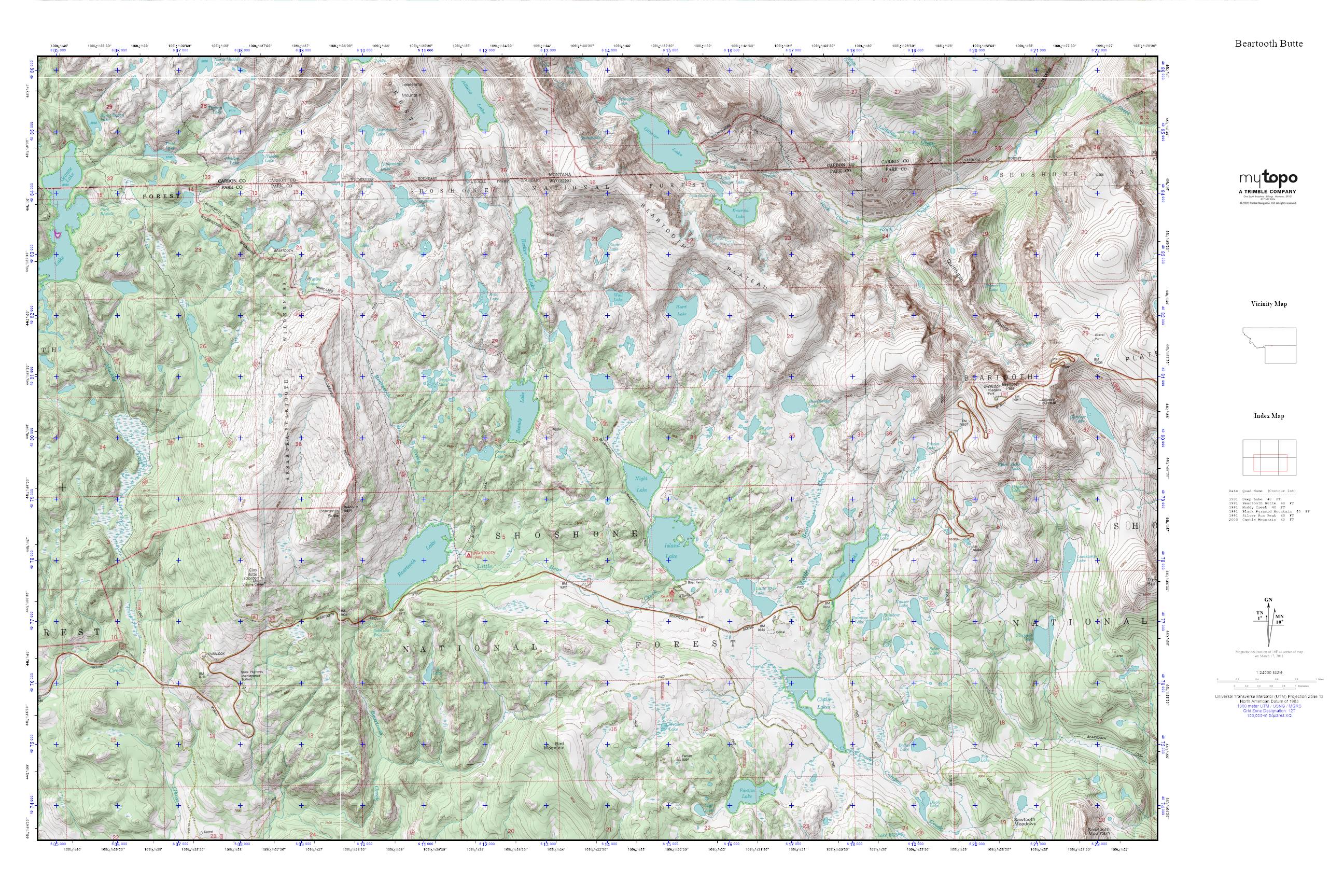 Beartooth Butte MyTopo Explorer Series Map – MyTopo Map Store