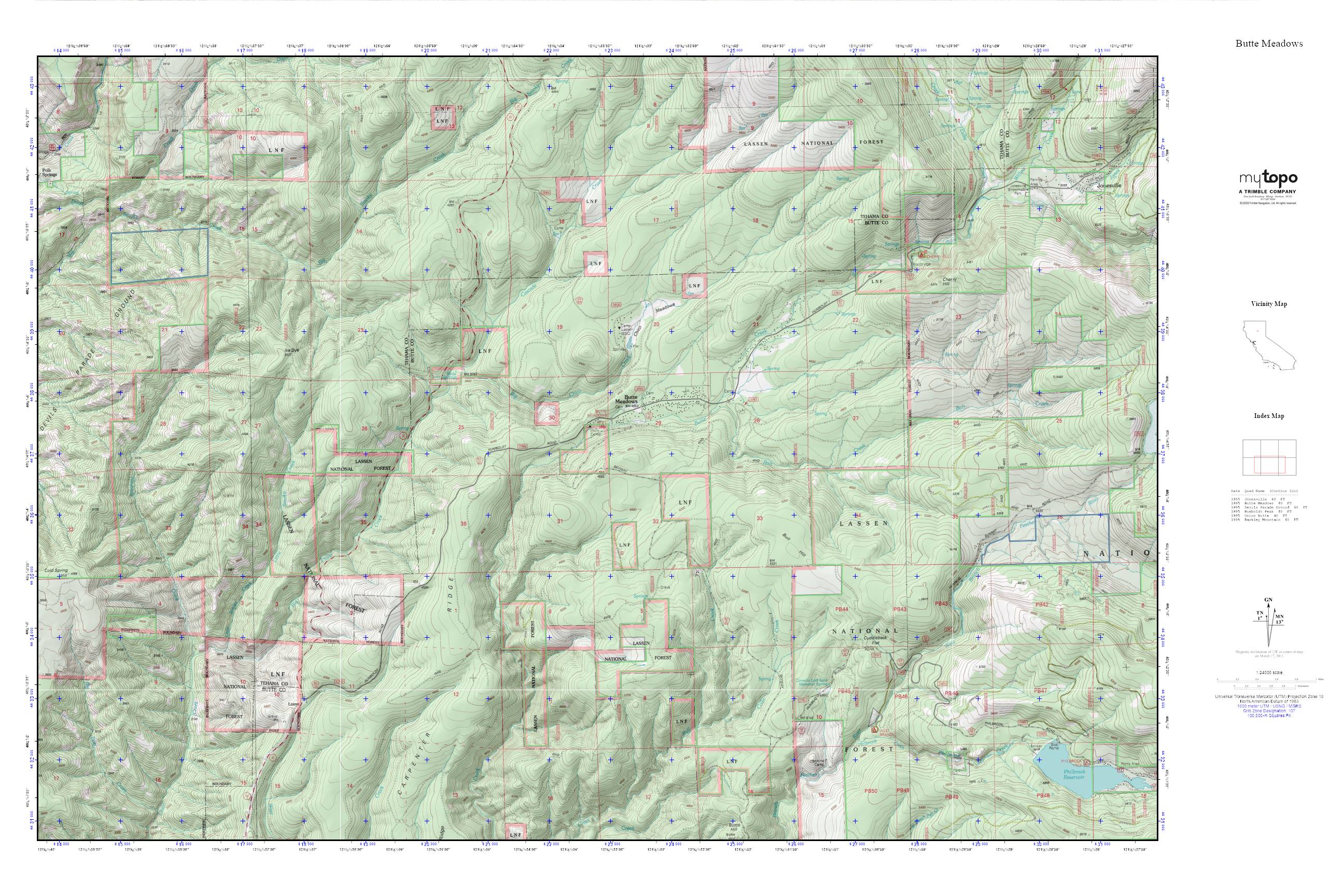 Butte Meadows MyTopo Explorer Series Map – MyTopo Map Store