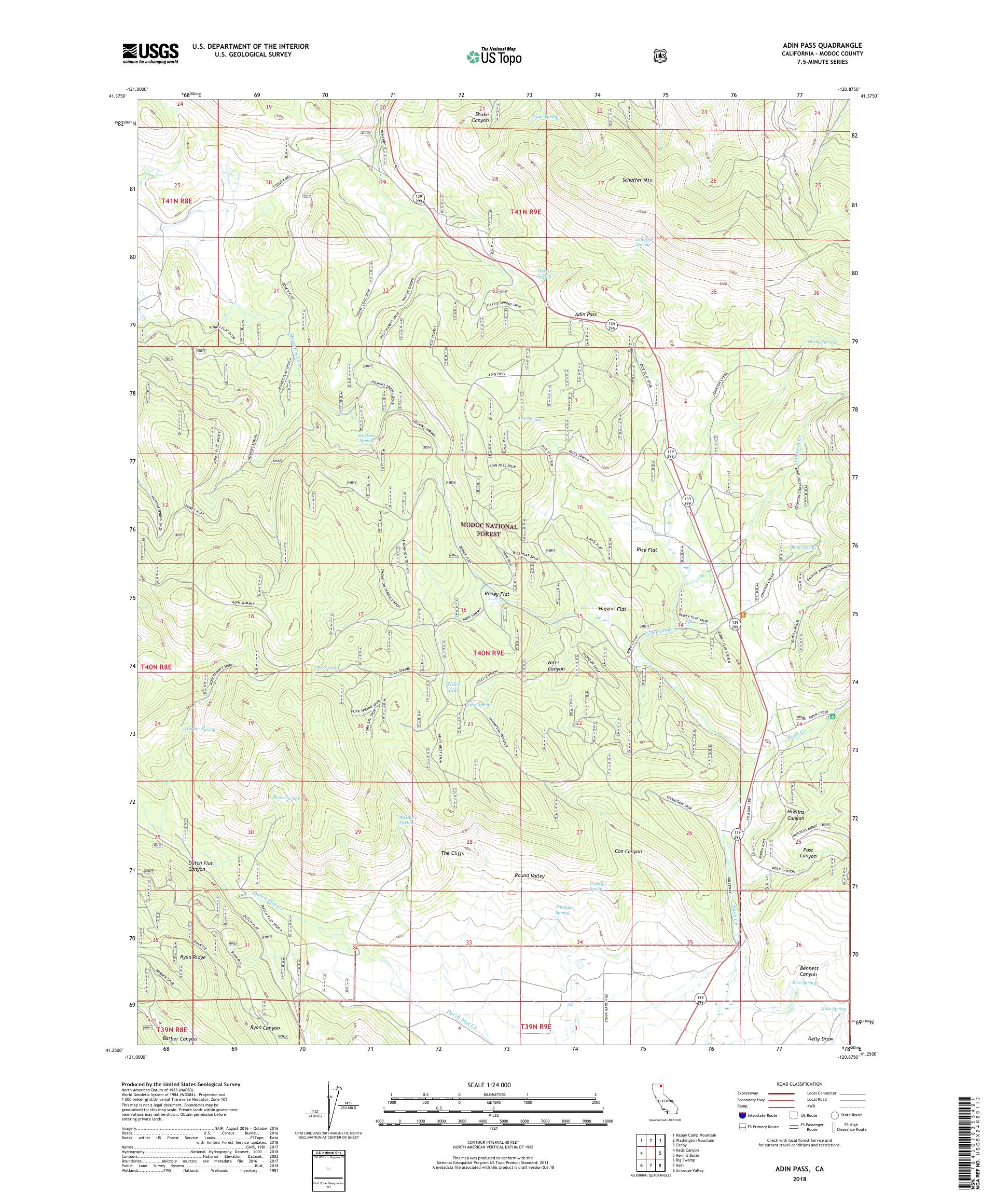 Adin Pass California US Topo Map – MyTopo Map Store