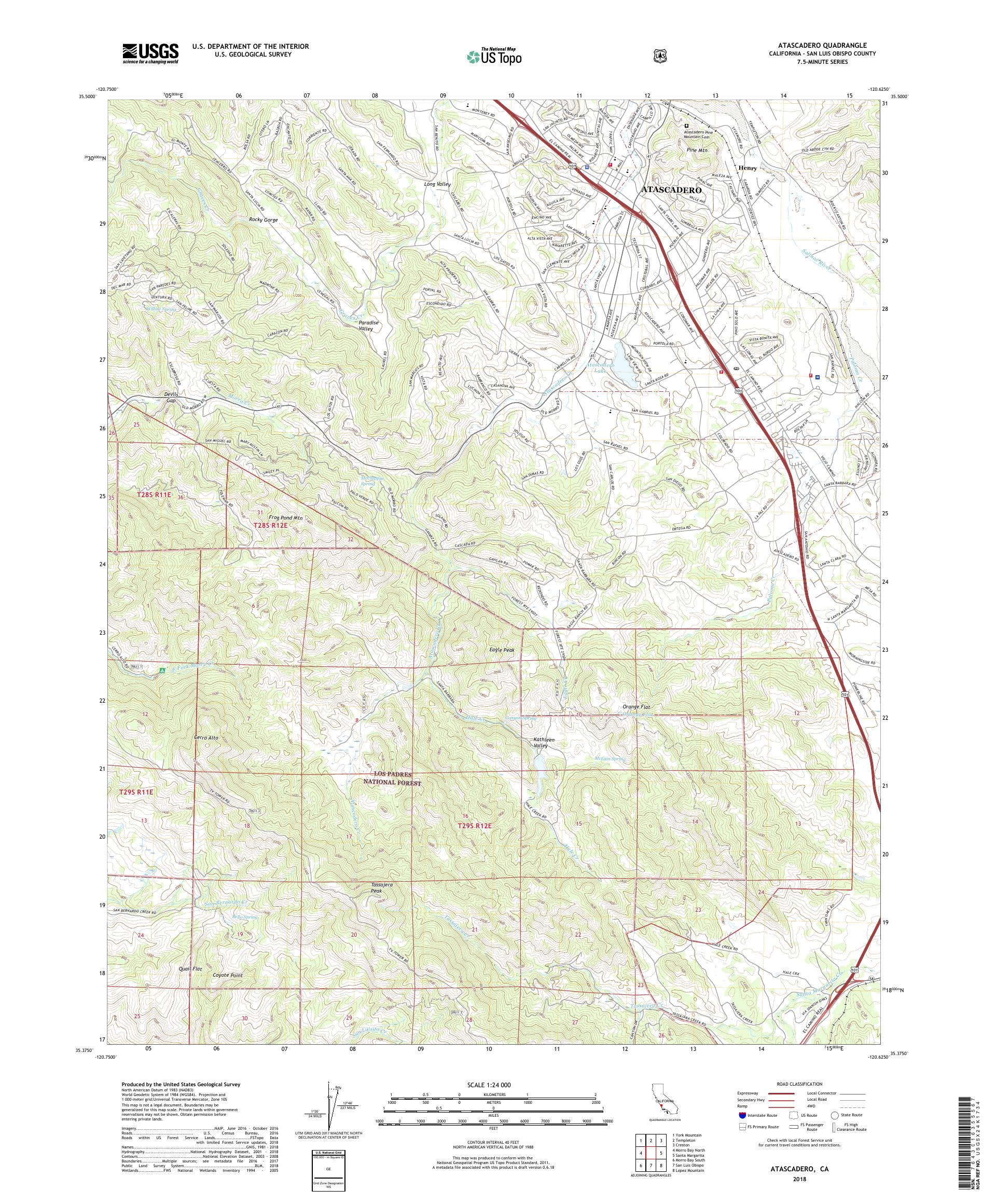 Atascadero California US Topo Map – MyTopo Map Store
