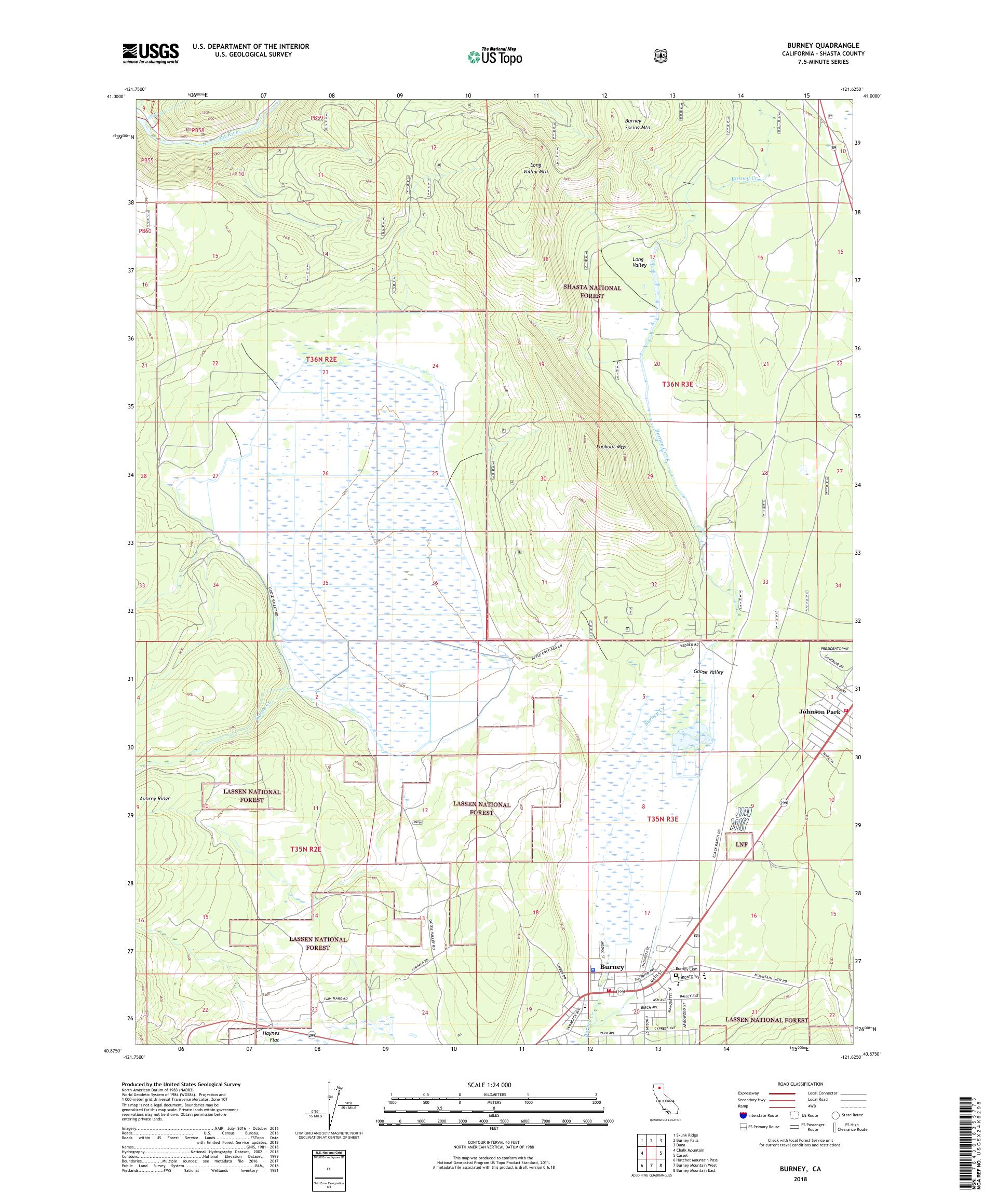 Burney California US Topo Map – MyTopo Map Store