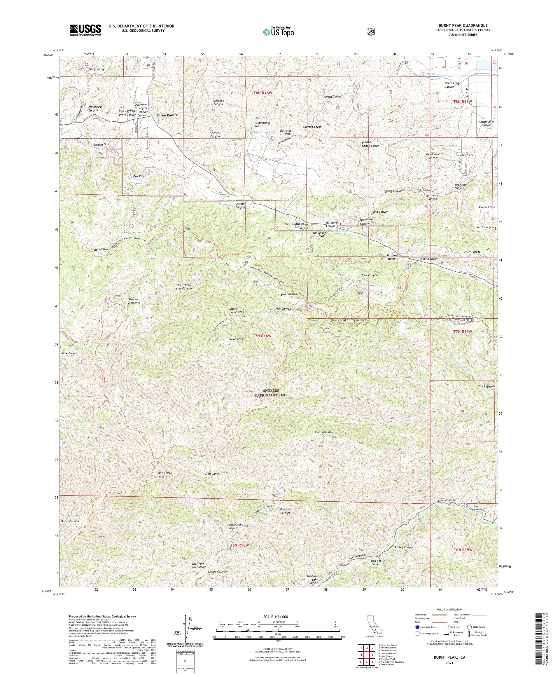 Burnt Peak California US Topo Map – MyTopo Map Store