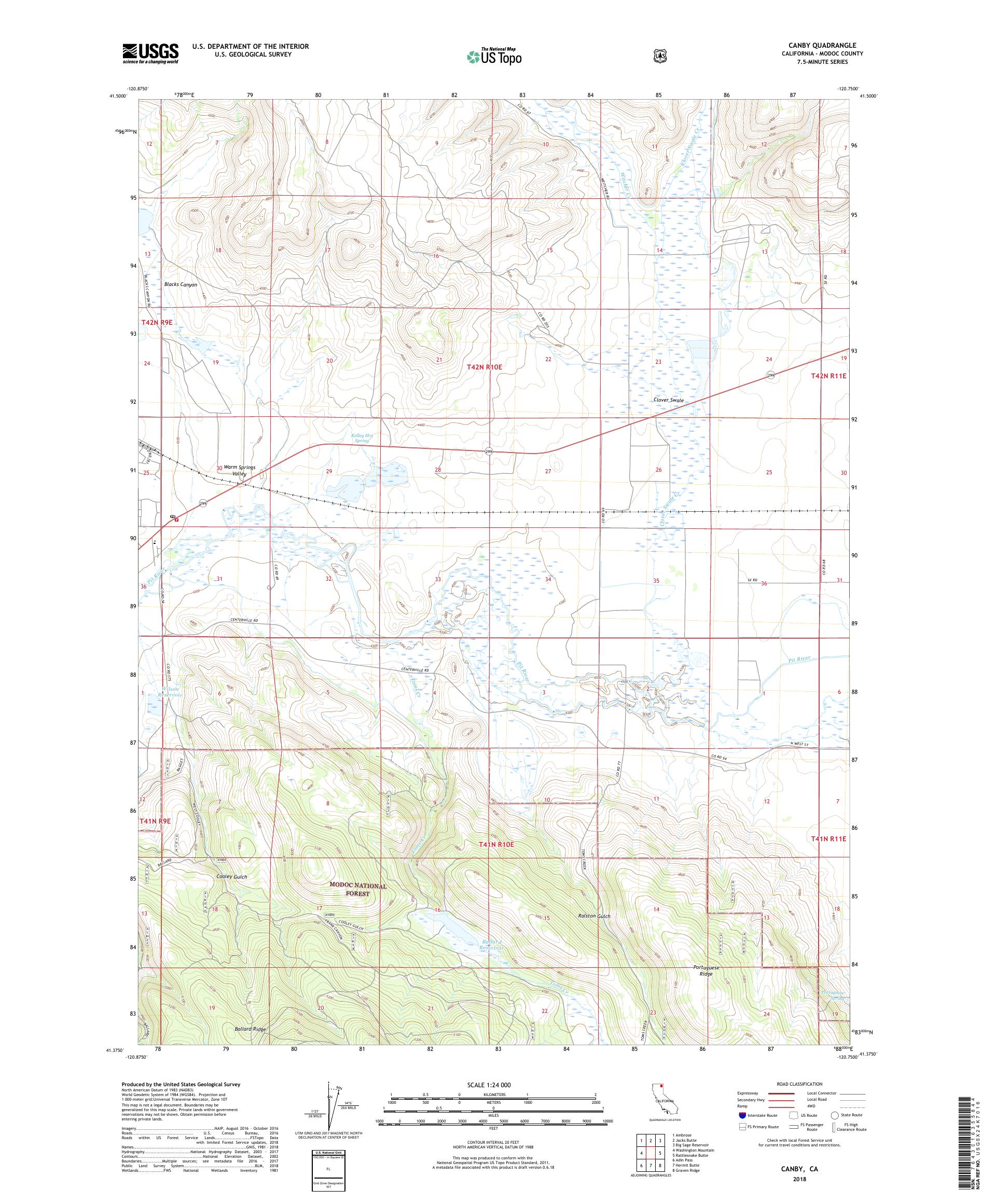 Canby California US Topo Map – MyTopo Map Store