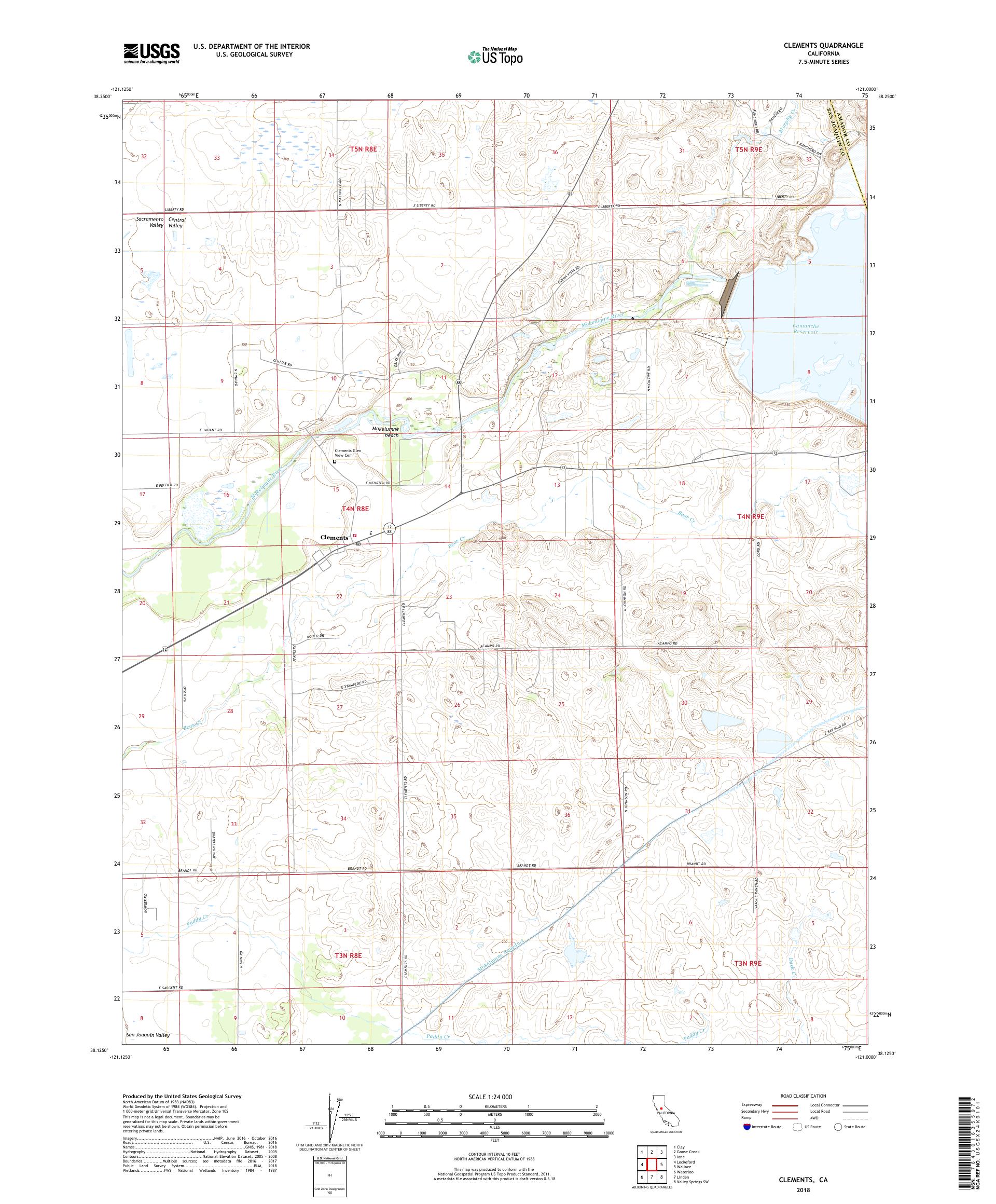 Clements California US Topo Map – MyTopo Map Store