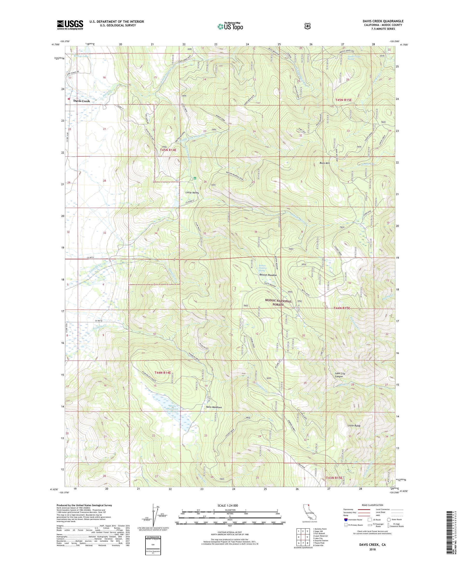 Davis Creek California US Topo Map – MyTopo Map Store