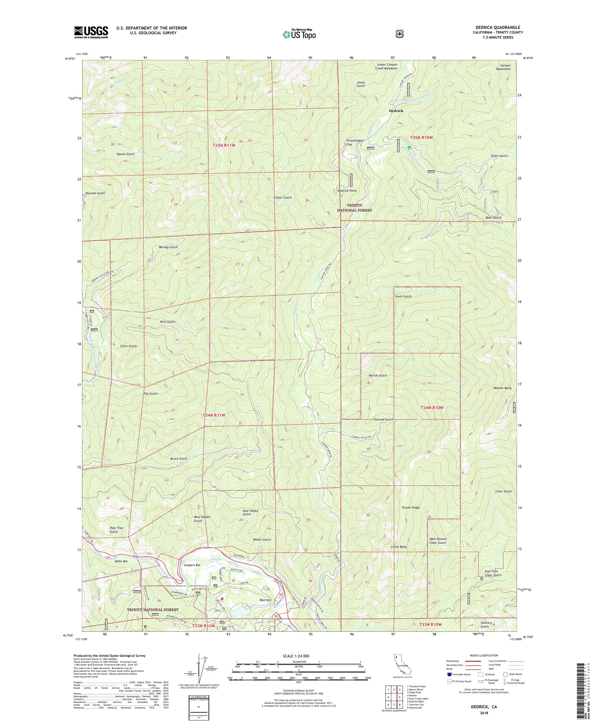 Dedrick California US Topo Map – MyTopo Map Store