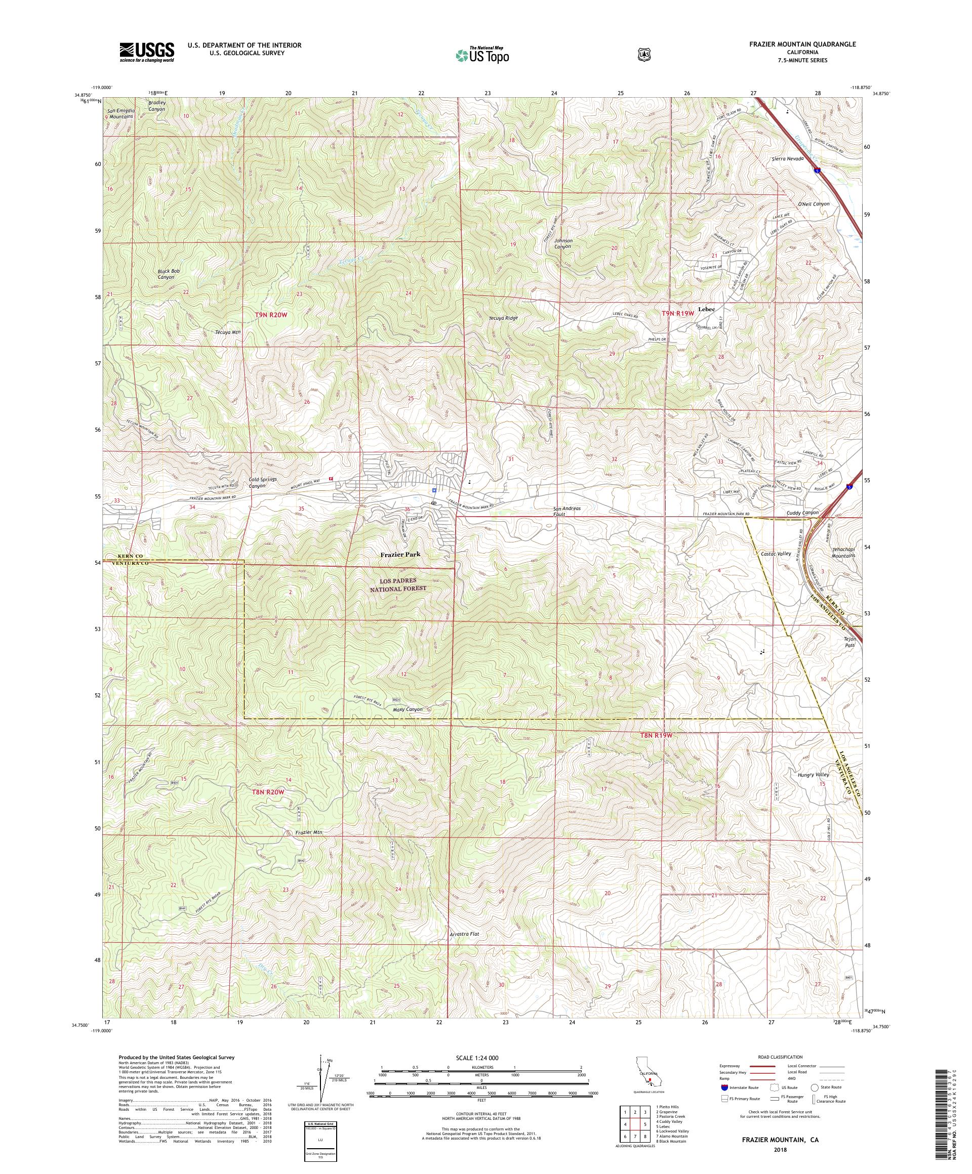 Frazier Mountain California US Topo Map – MyTopo Map Store