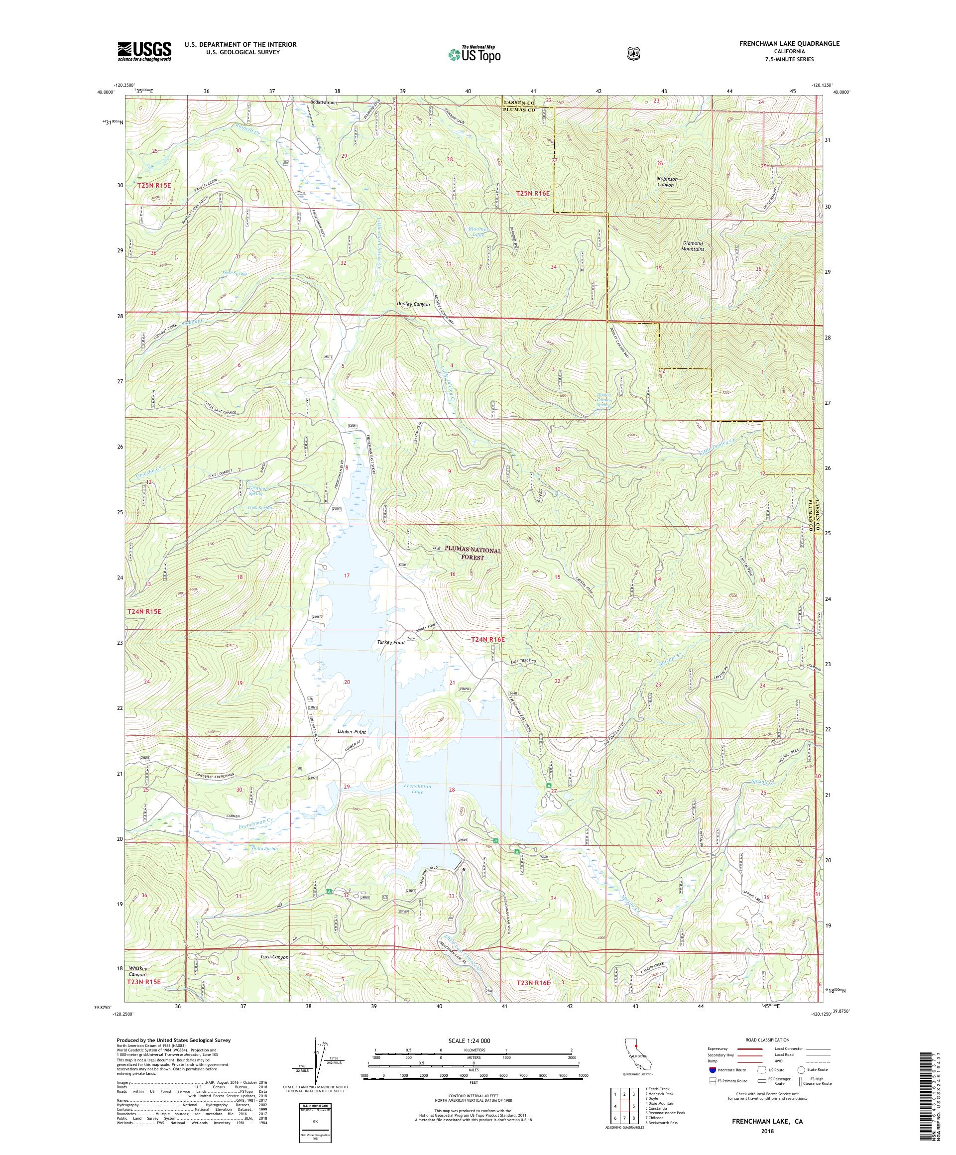 Frenchman Lake California US Topo Map – MyTopo Map Store
