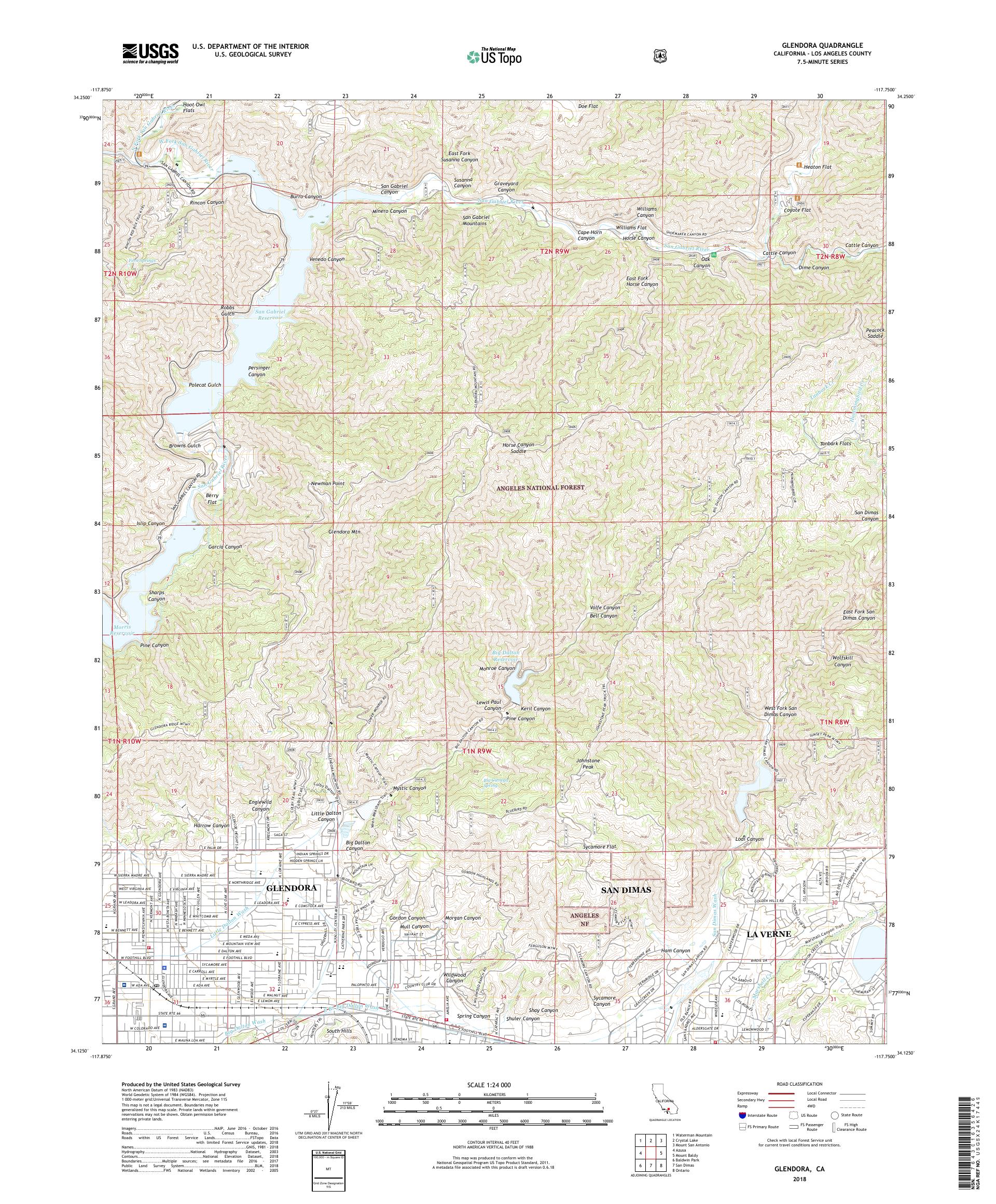 Glendora California US Topo Map – MyTopo Map Store