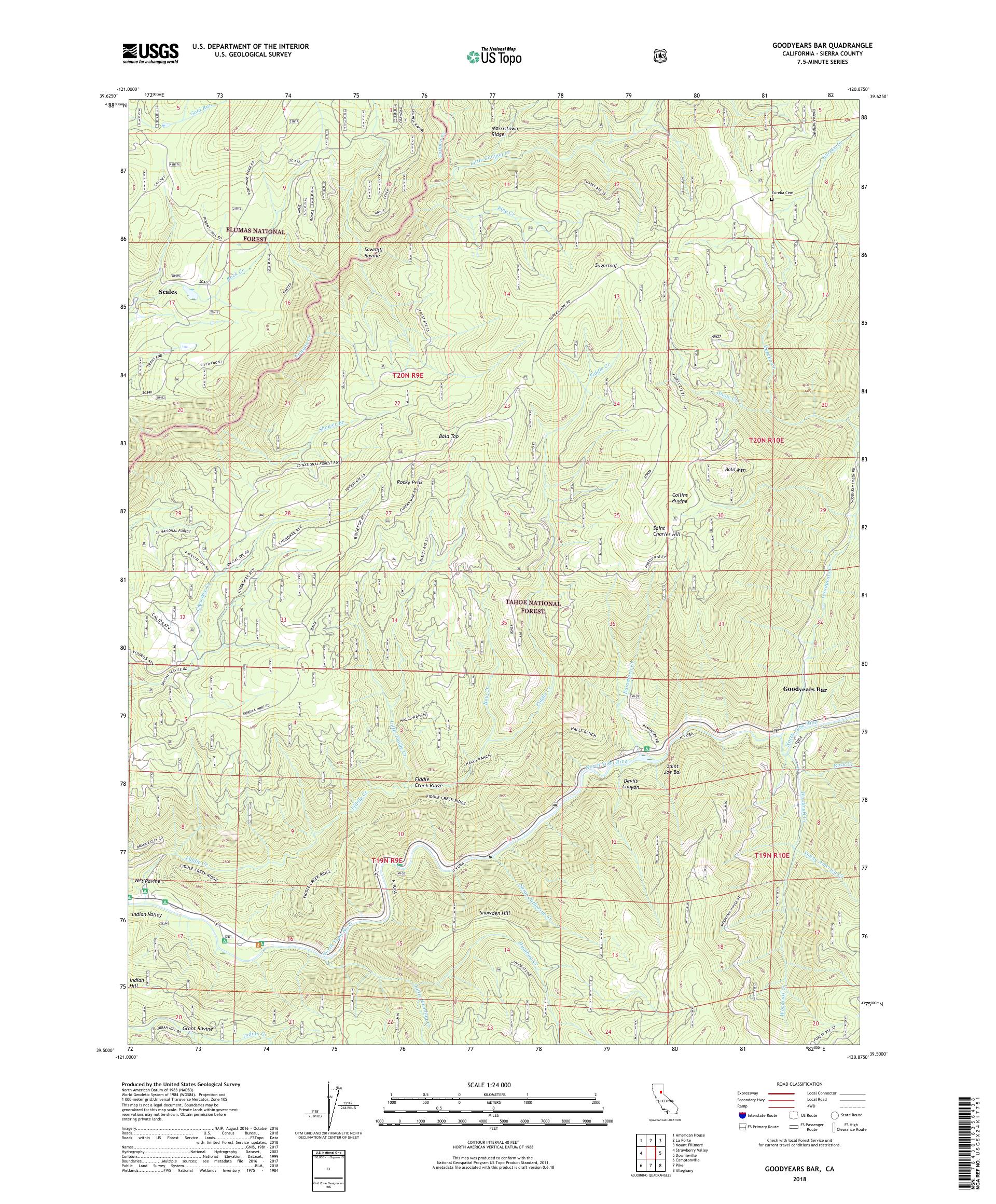Goodyears Bar California US Topo Map – MyTopo Map Store