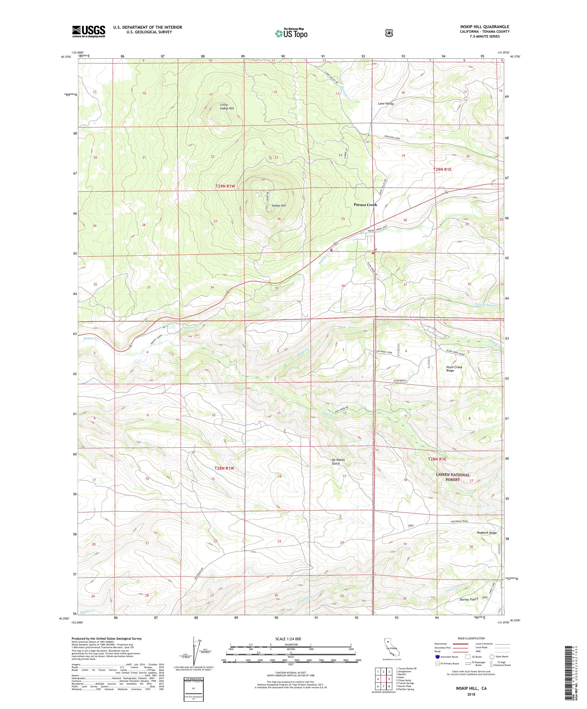 Inskip Hill California US Topo Map – MyTopo Map Store