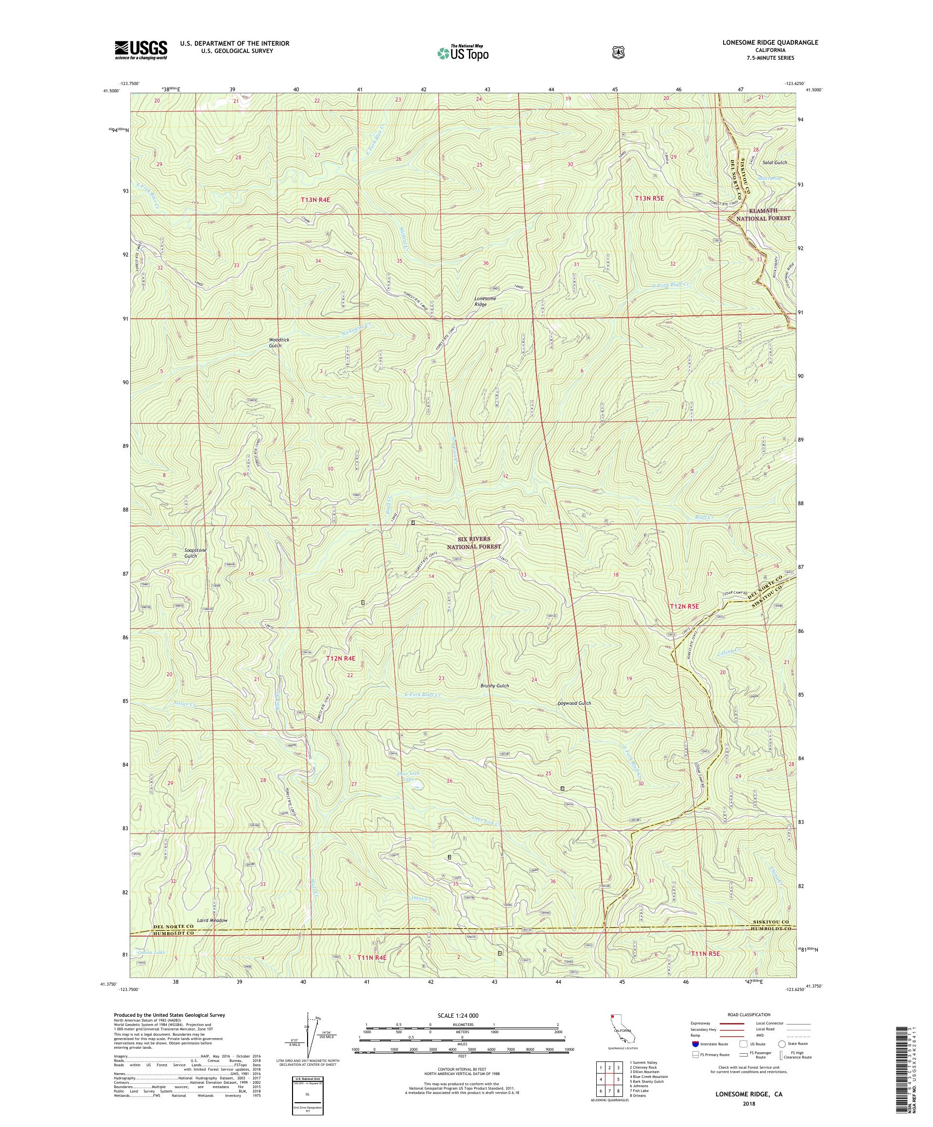 Lonesome Ridge California US Topo Map – MyTopo Map Store