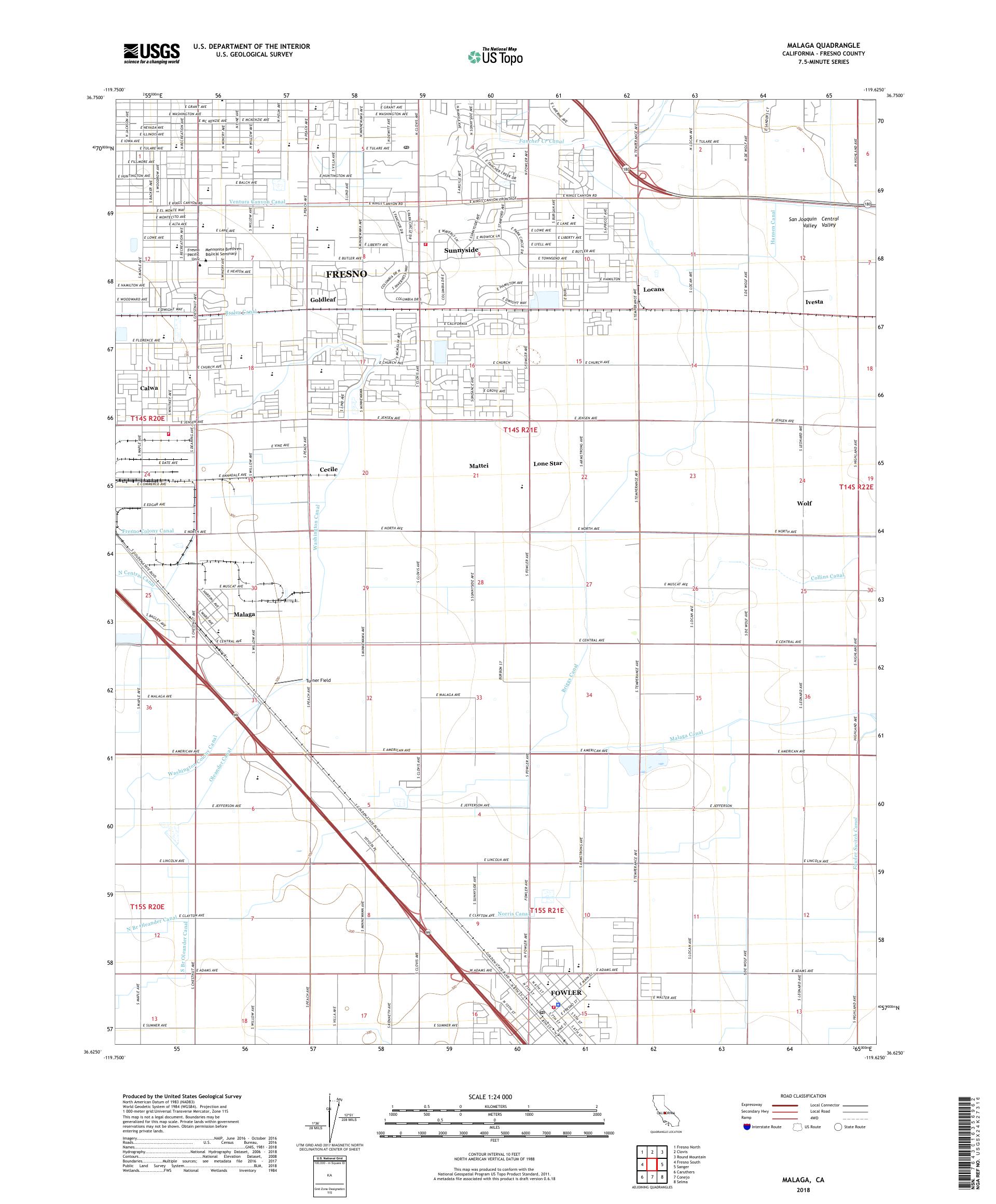 Malaga California US Topo Map – MyTopo Map Store