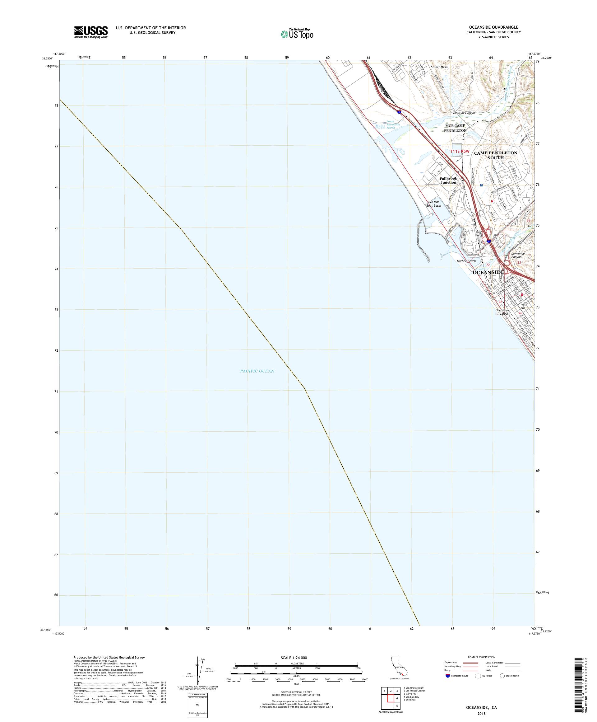 Oceanside California US Topo Map – MyTopo Map Store