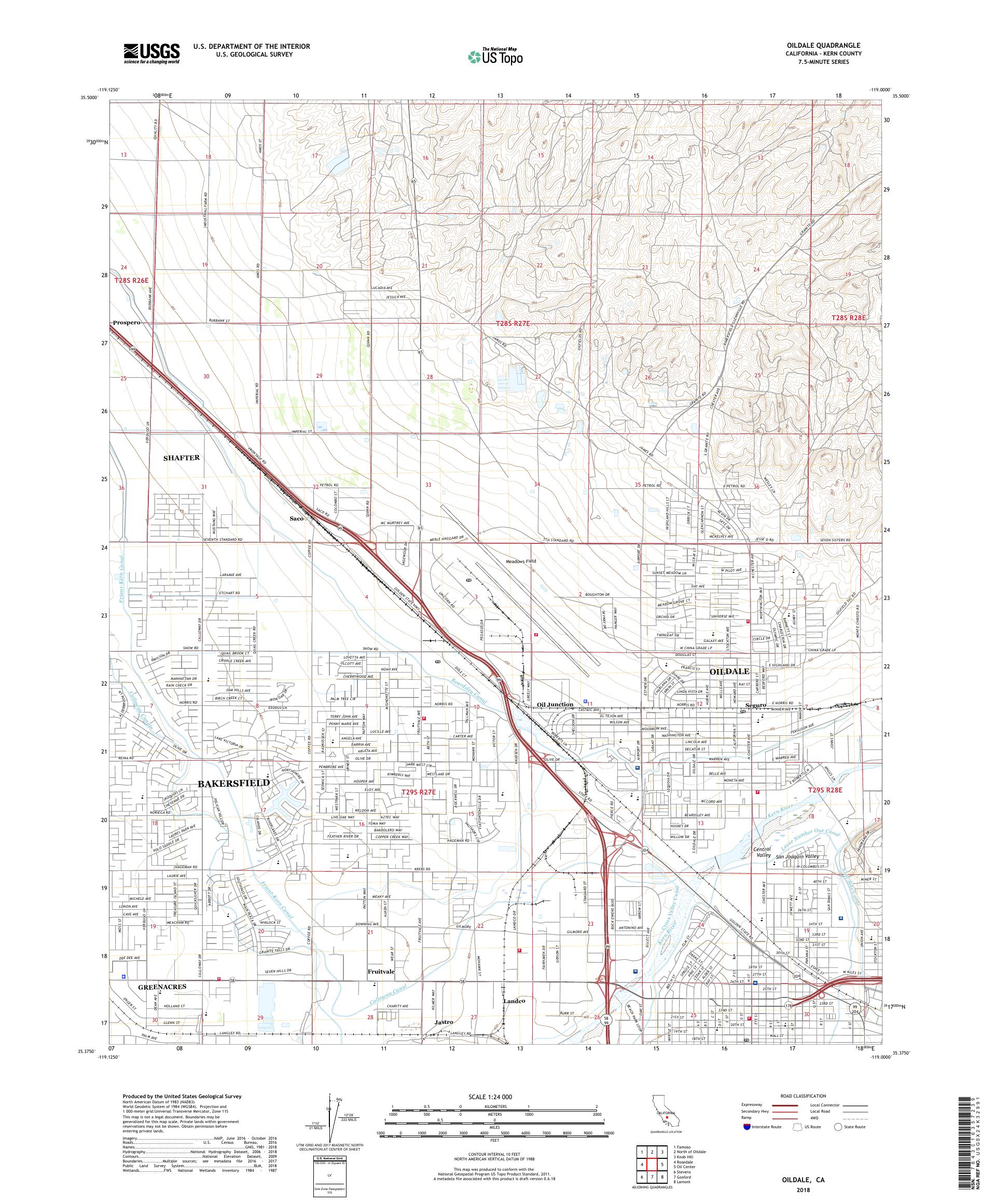 Oildale California US Topo Map – MyTopo Map Store