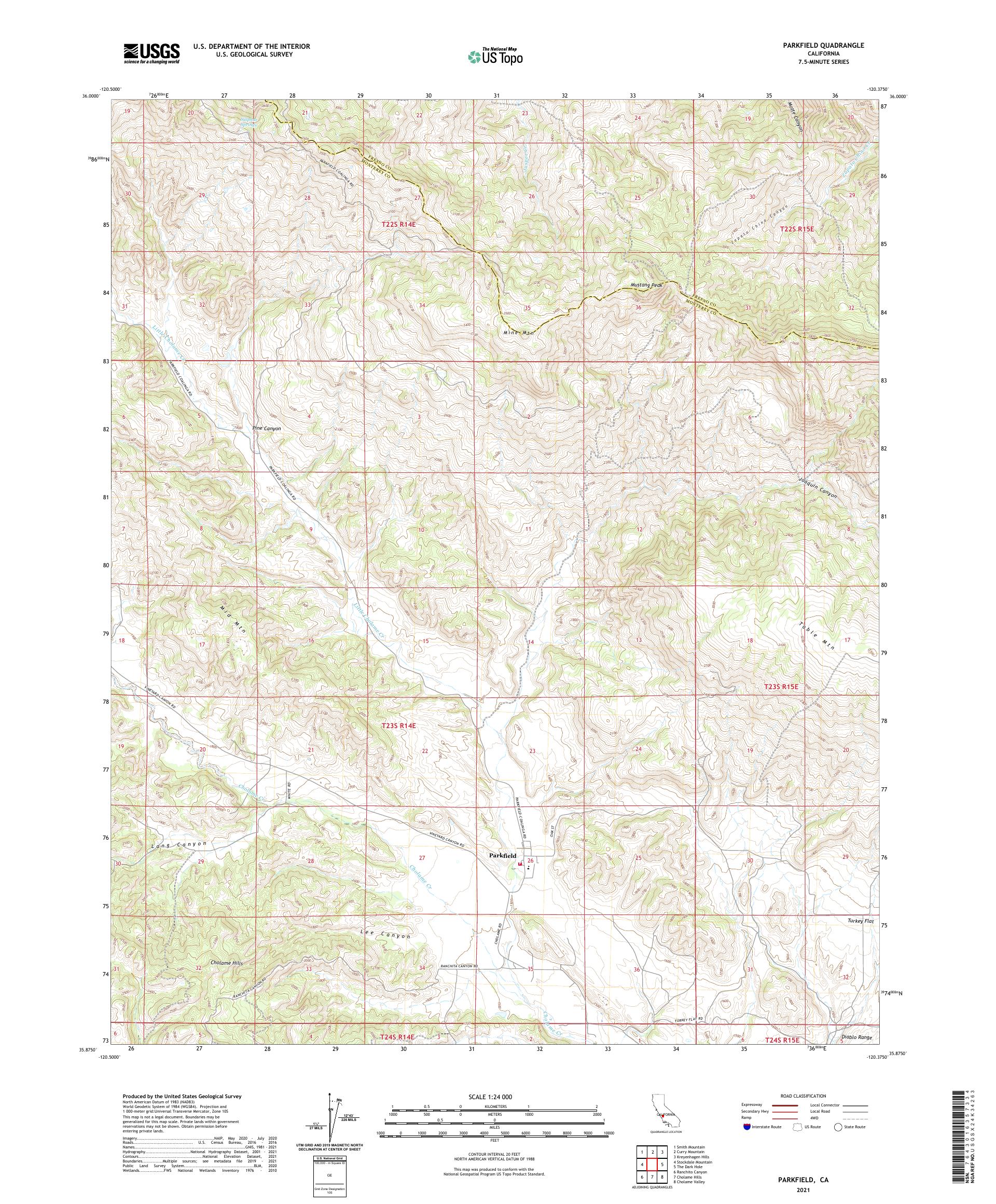 Parkfield California US Topo Map – MyTopo Map Store