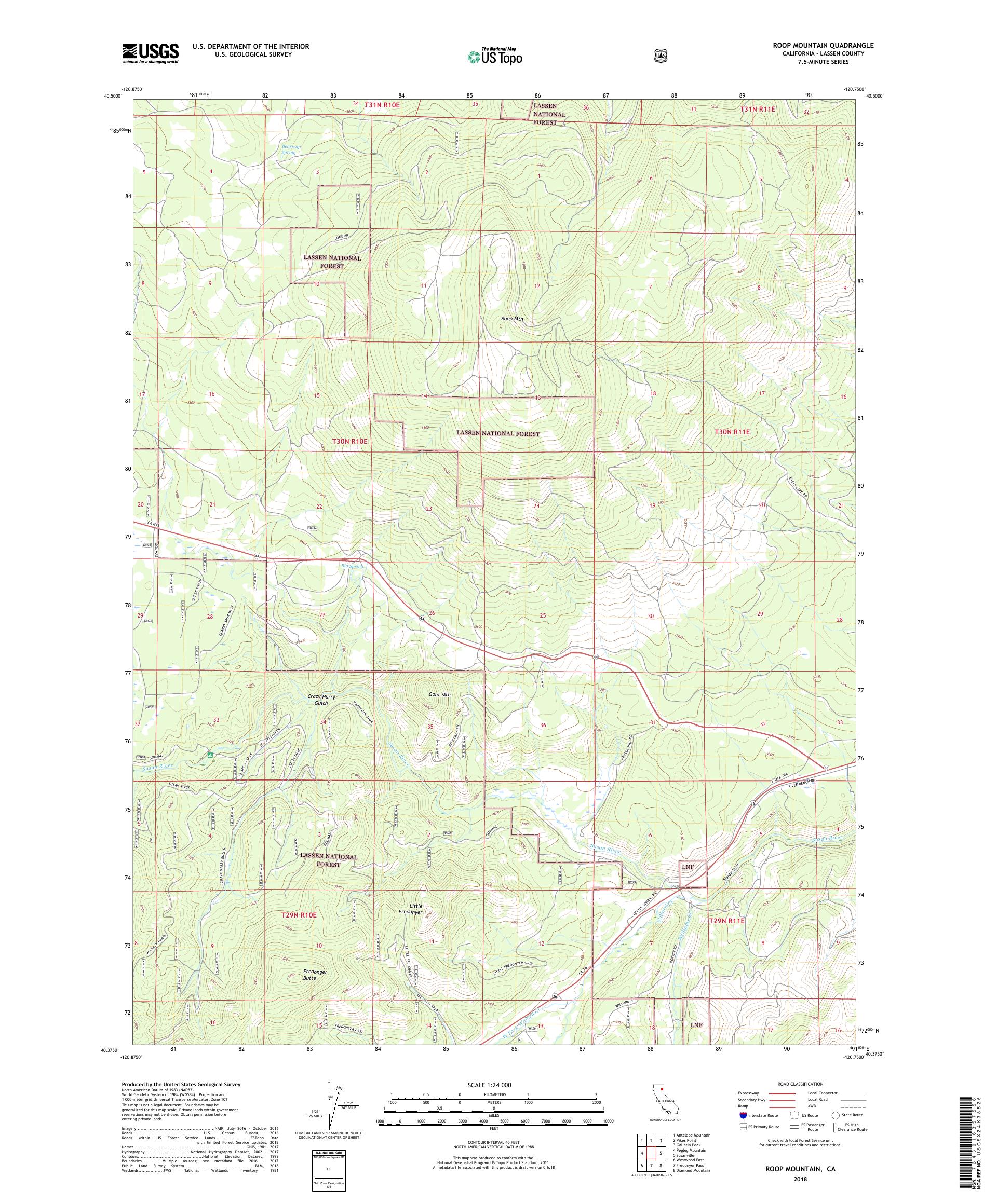 Roop Mountain California US Topo Map – MyTopo Map Store