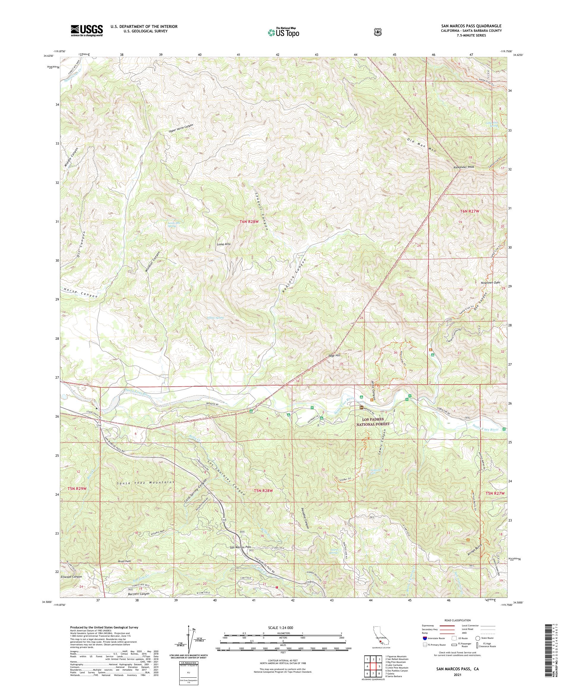 San Marcos Pass California US Topo Map – MyTopo Map Store