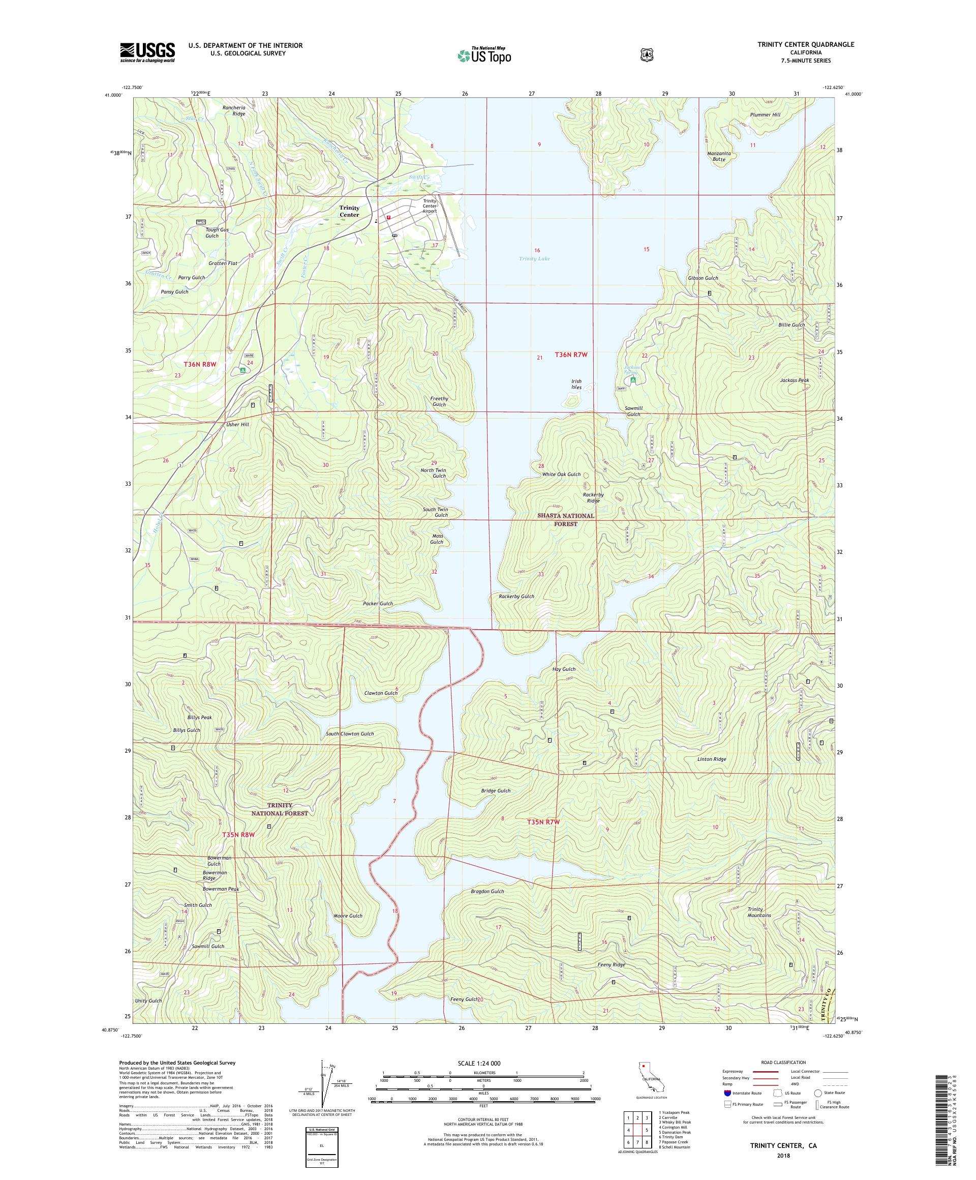 Trinity Center California US Topo Map – MyTopo Map Store