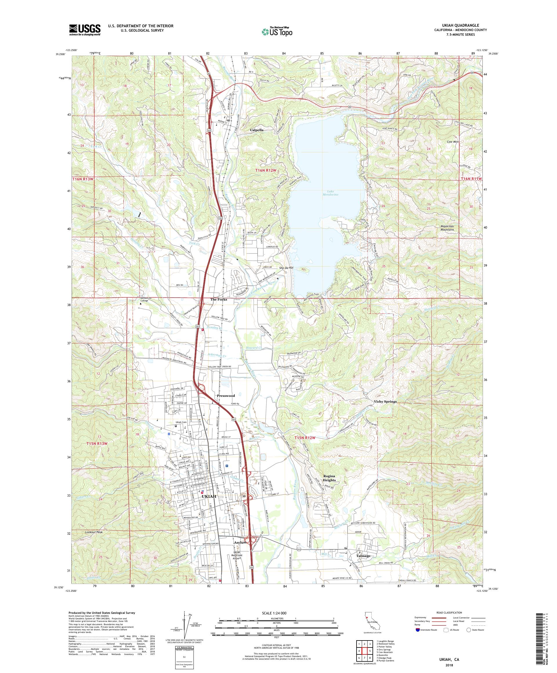 Ukiah California US Topo Map – MyTopo Map Store