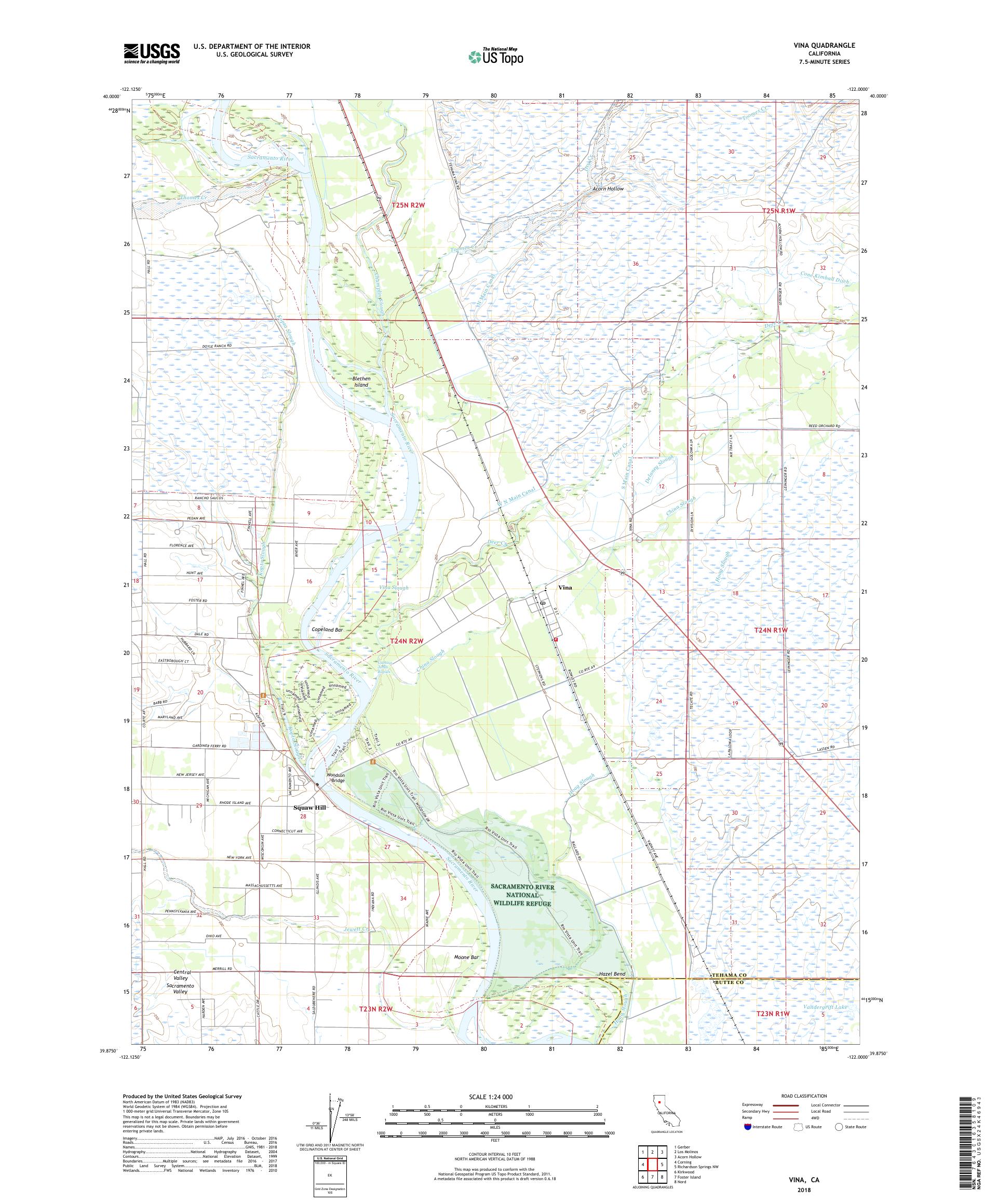 Vina California US Topo Map – MyTopo Map Store