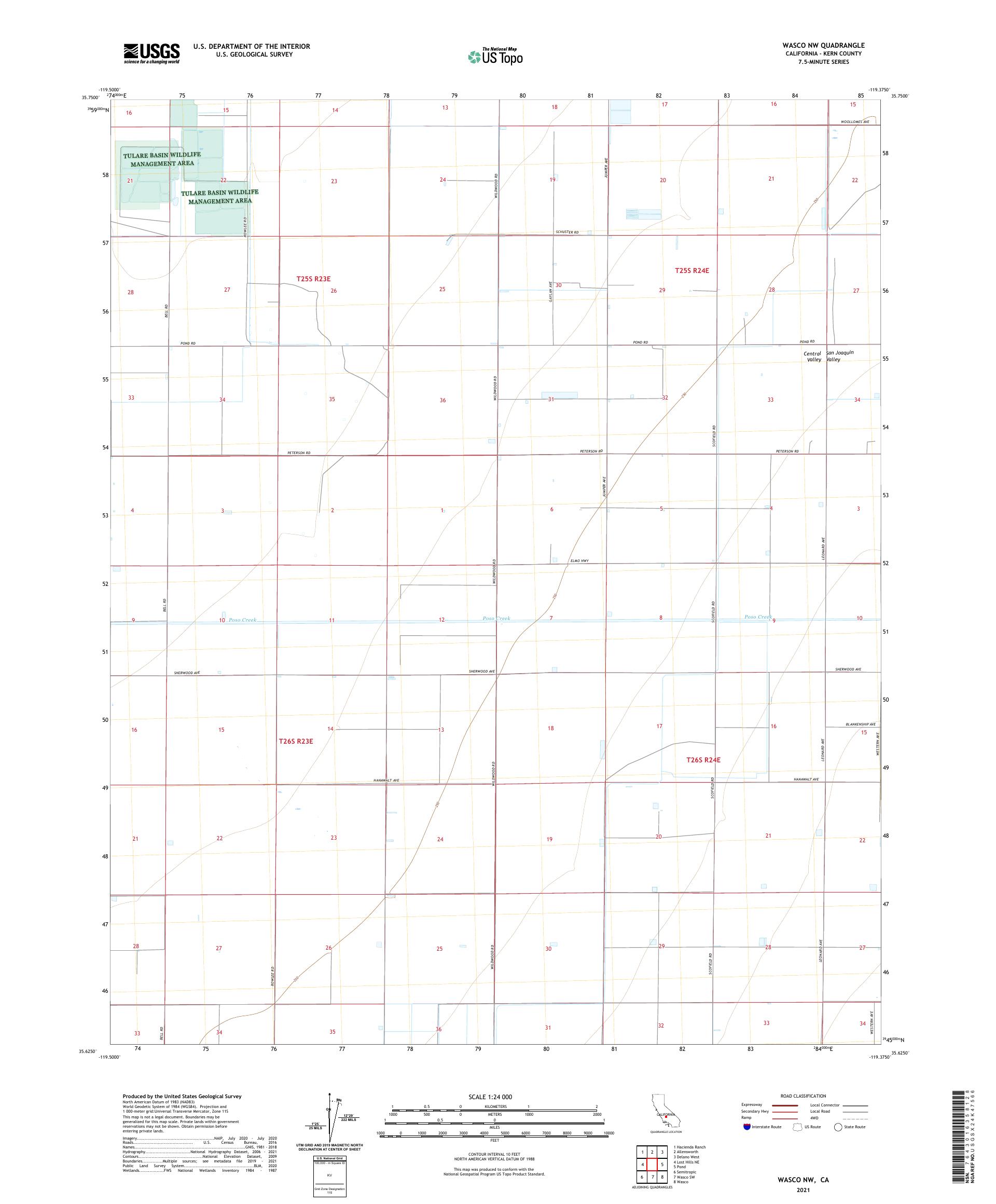 Wasco NW California US Topo Map – MyTopo Map Store