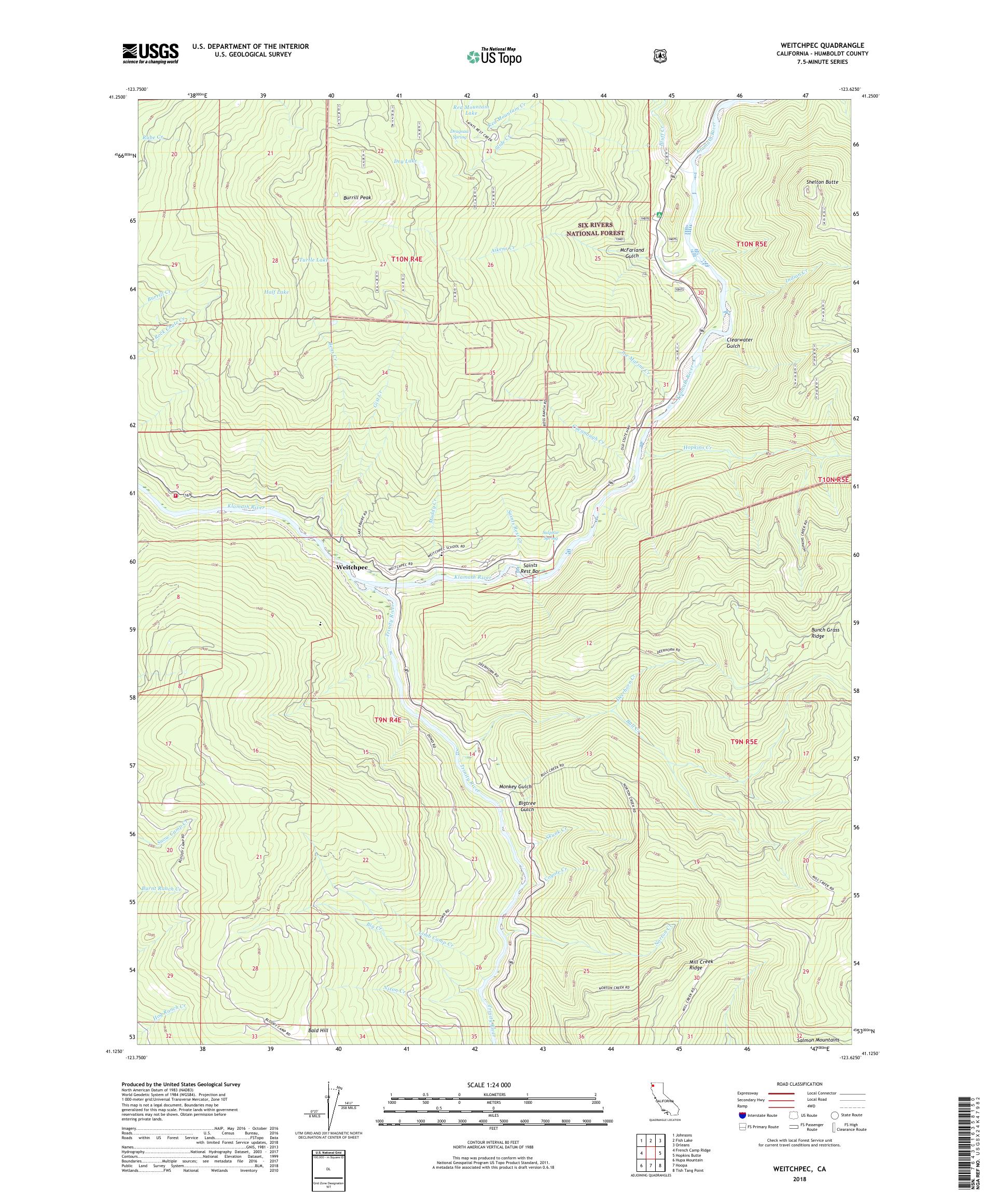 Weitchpec California US Topo Map – MyTopo Map Store