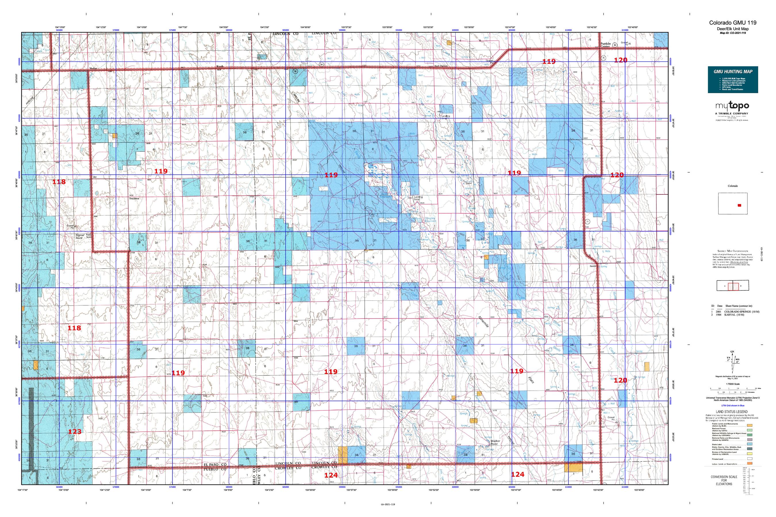 Colorado GMU 119 Map – MyTopo Map Store