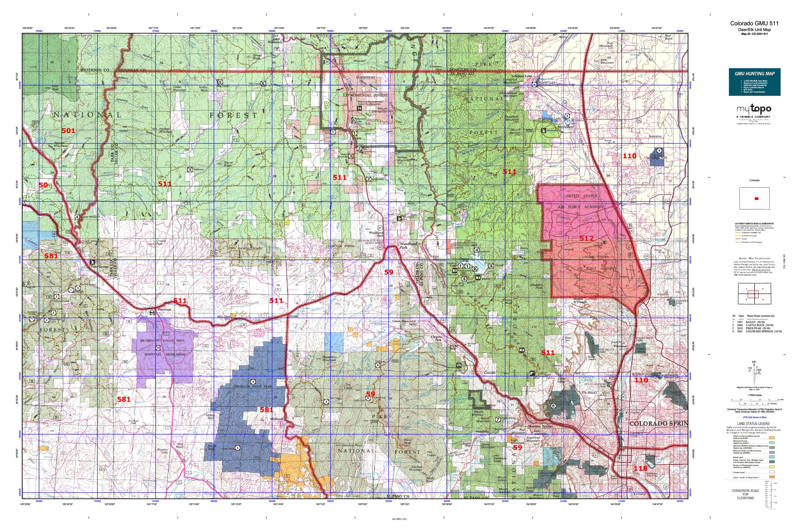 Colorado GMU 511 Map – MyTopo Map Store