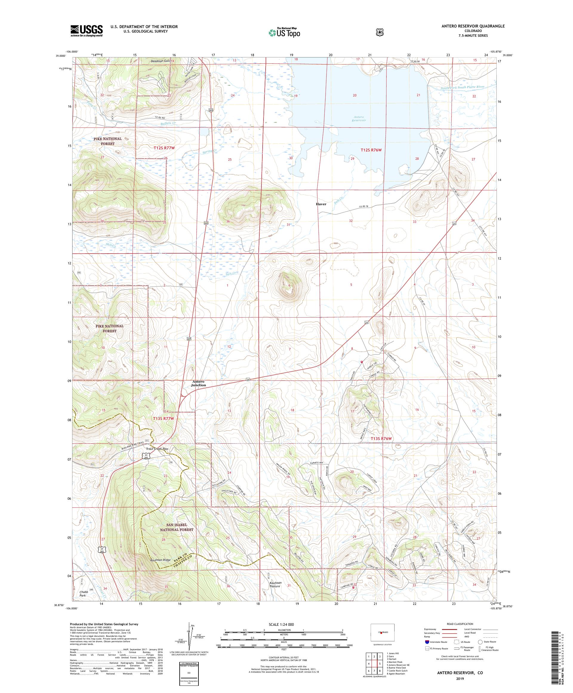 Antero Reservoir Colorado US Topo Map – MyTopo Map Store