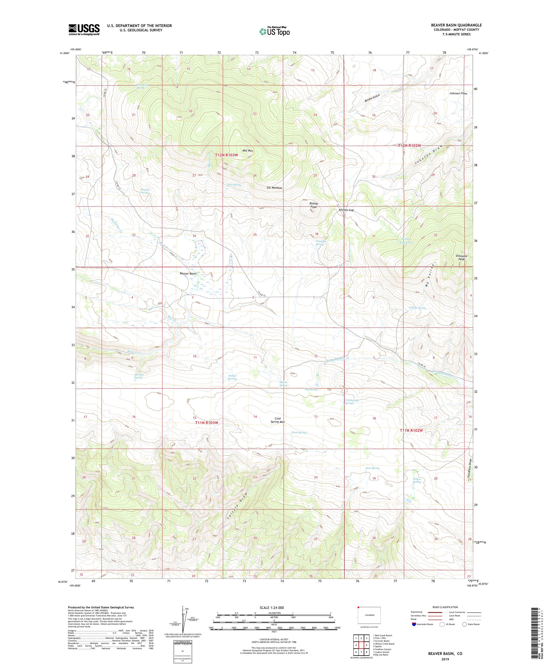 Beaver Basin Colorado US Topo Map – MyTopo Map Store
