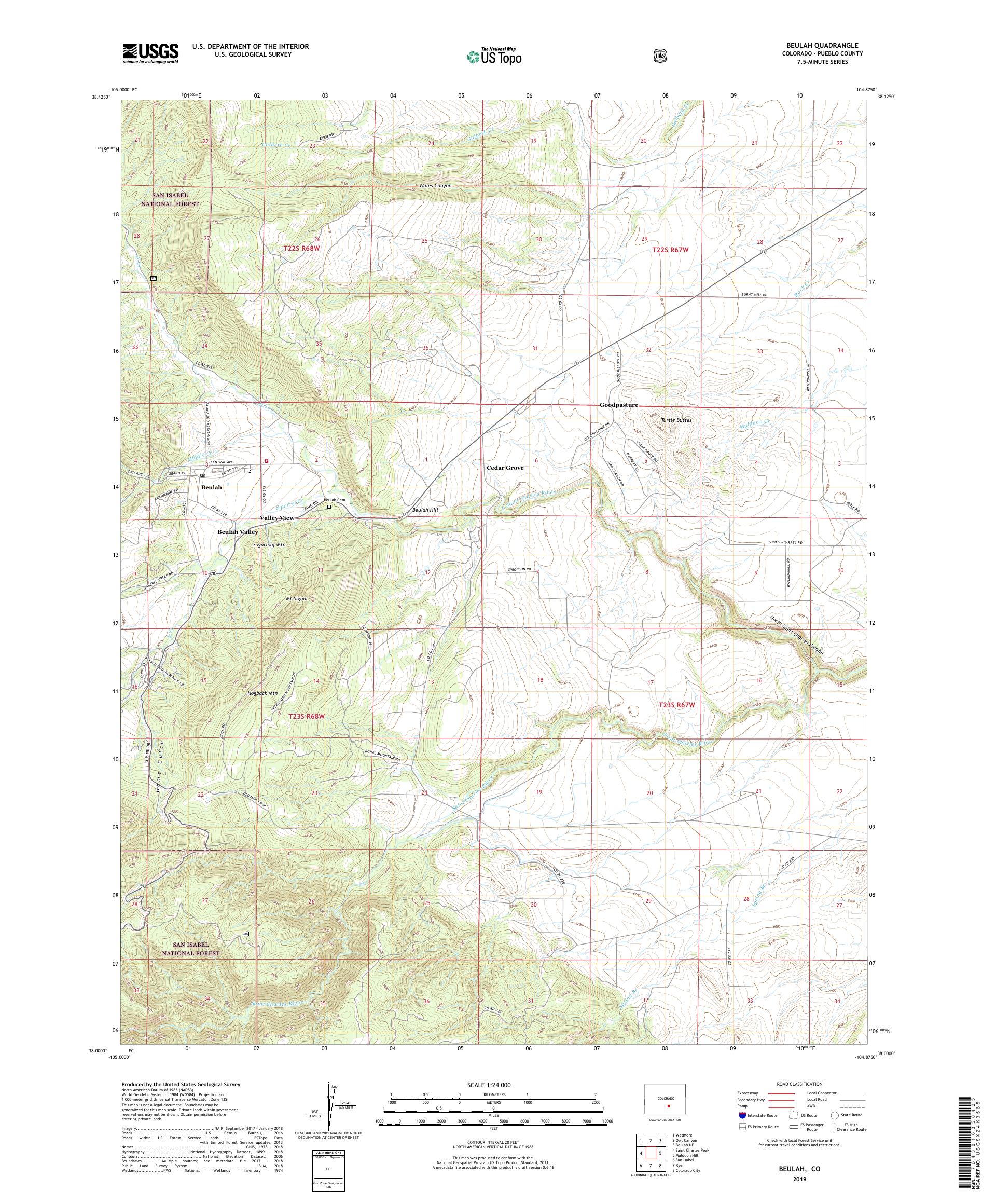 Beulah Colorado US Topo Map – MyTopo Map Store