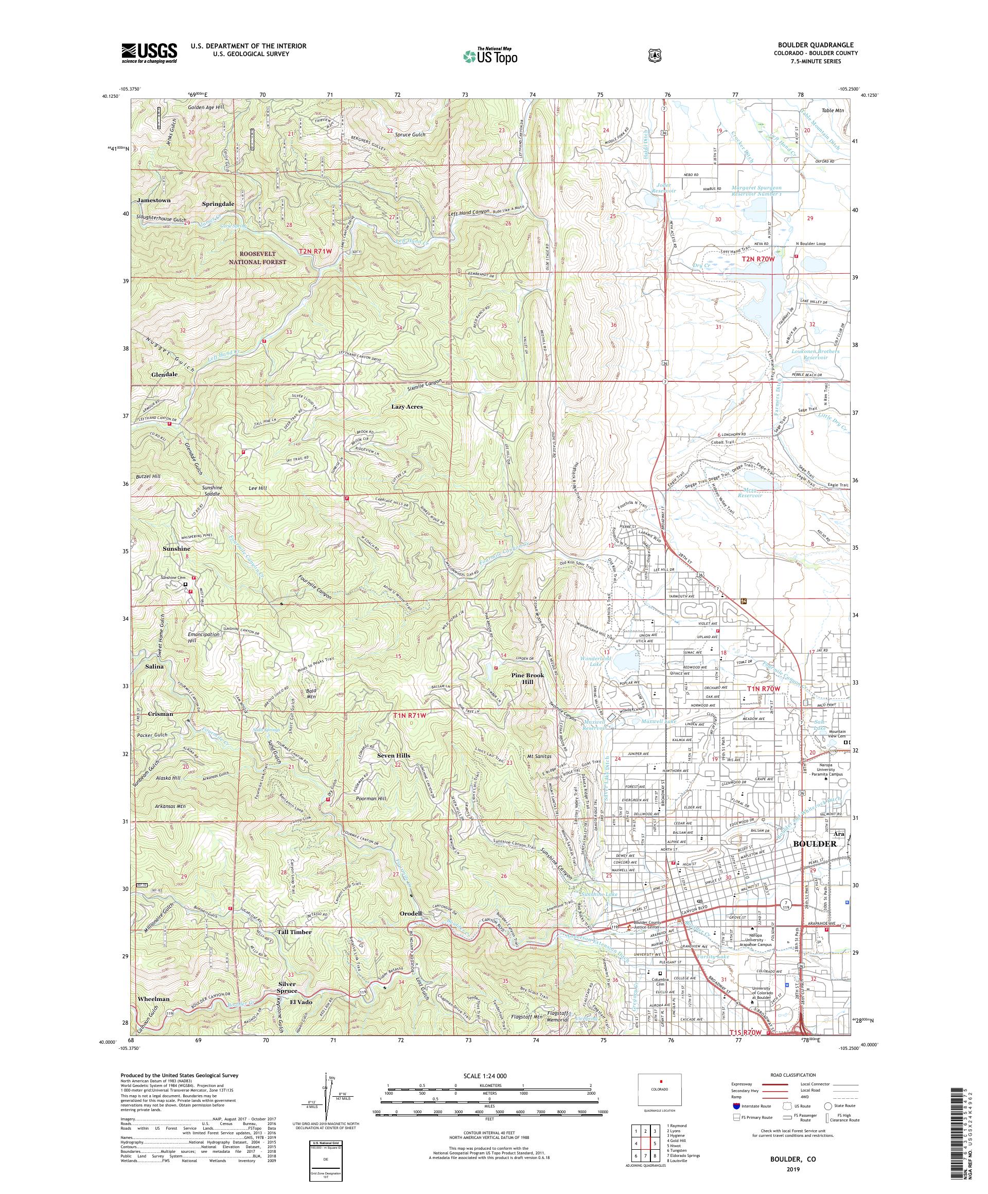 Boulder Colorado US Topo Map – MyTopo Map Store