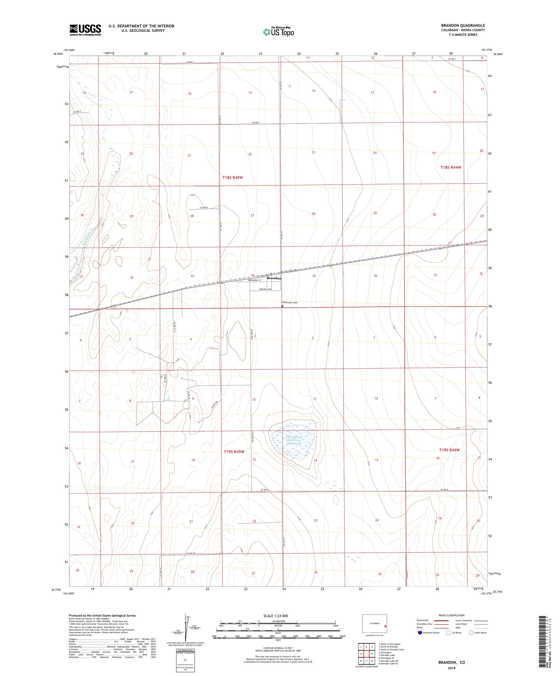 Brandon Colorado US Topo Map – MyTopo Map Store