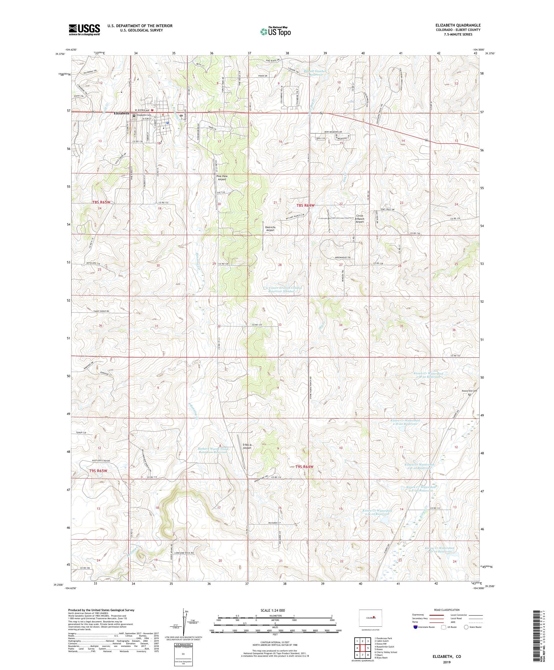 Elizabeth Colorado US Topo Map – MyTopo Map Store