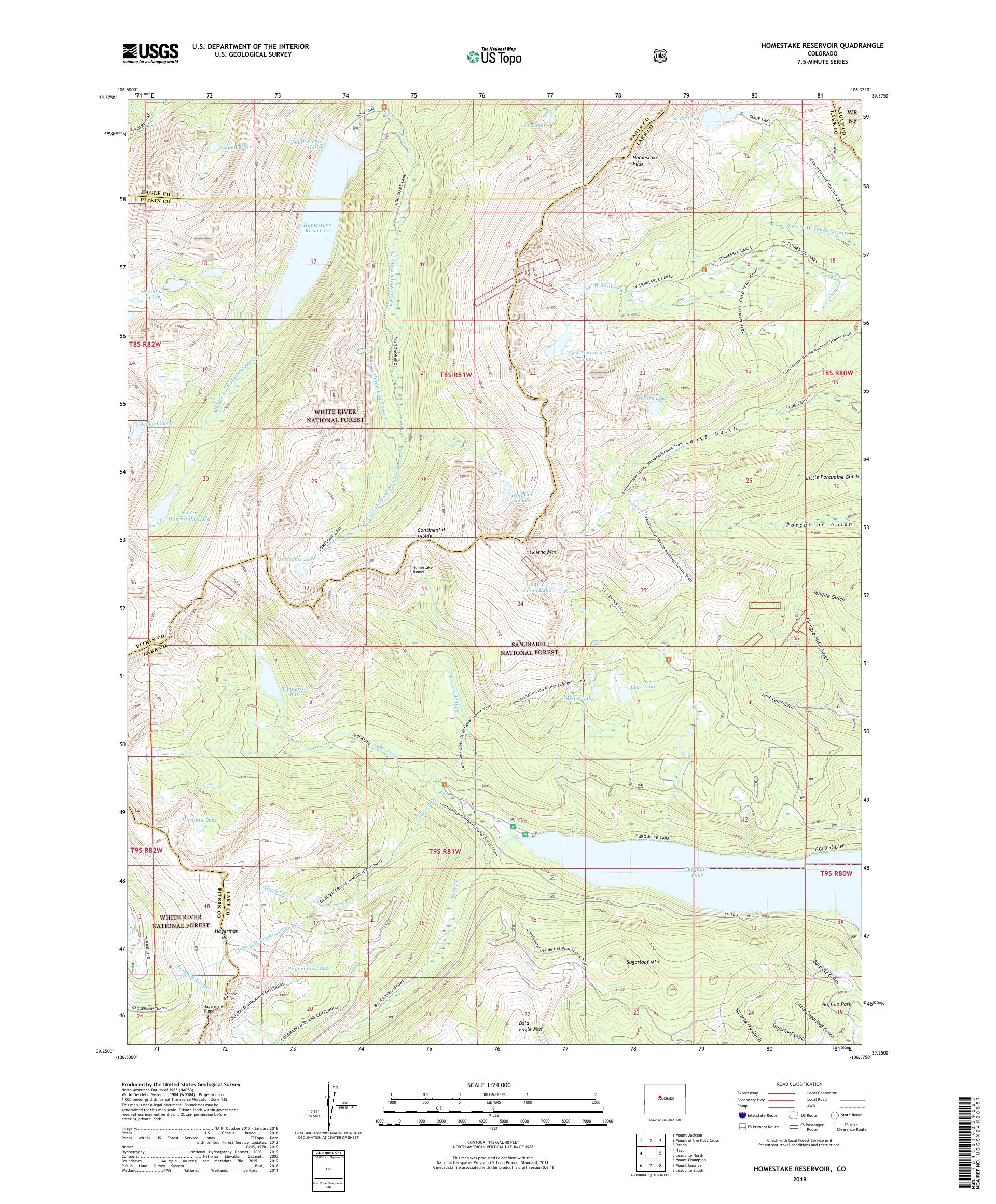 Homestake Reservoir Colorado US Topo Map – MyTopo Map Store