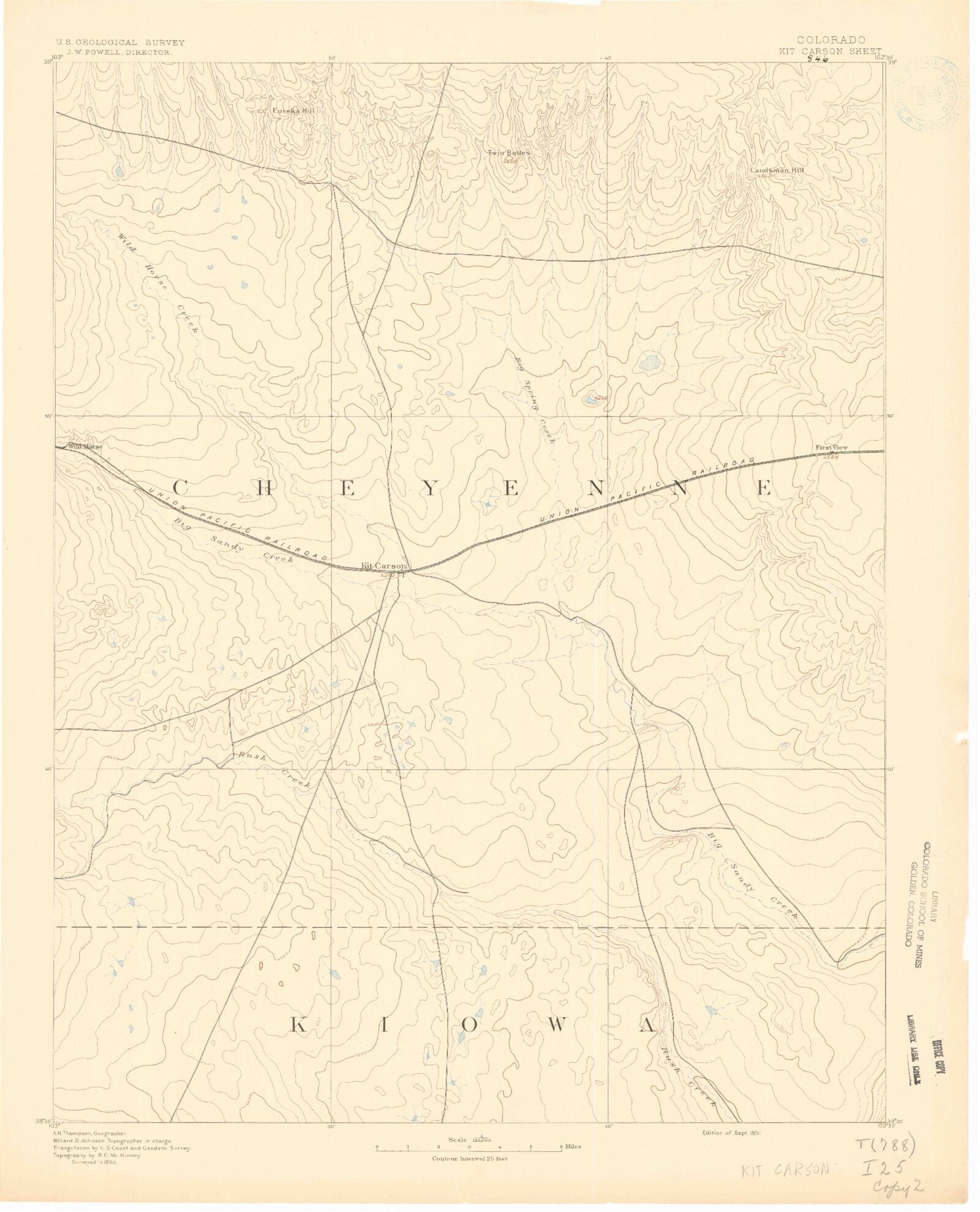 Historic 1891 Kit Carson Colorado 30'x30' Topo Map – MyTopo Map Store
