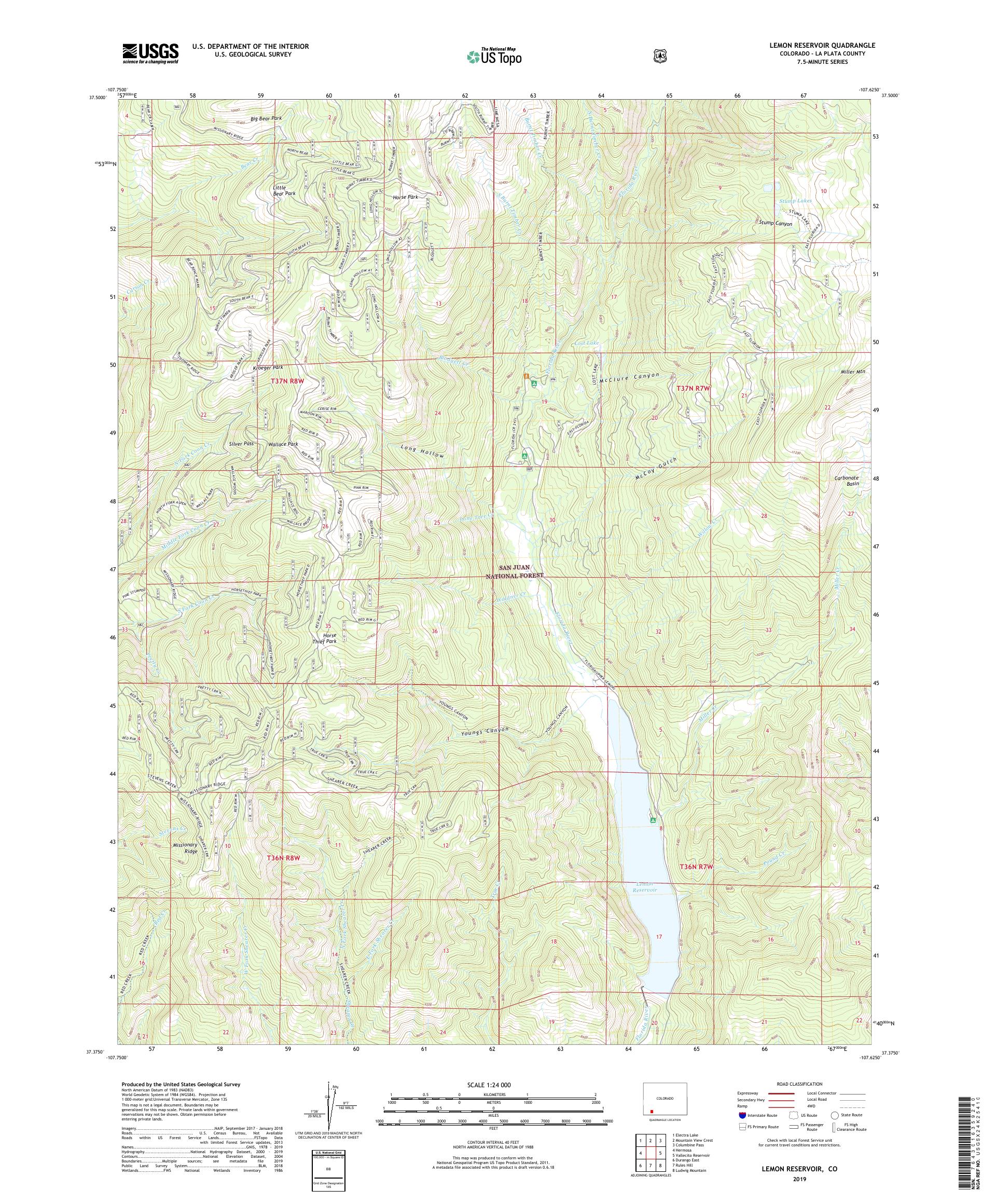 Lemon Reservoir Colorado US Topo Map – MyTopo Map Store