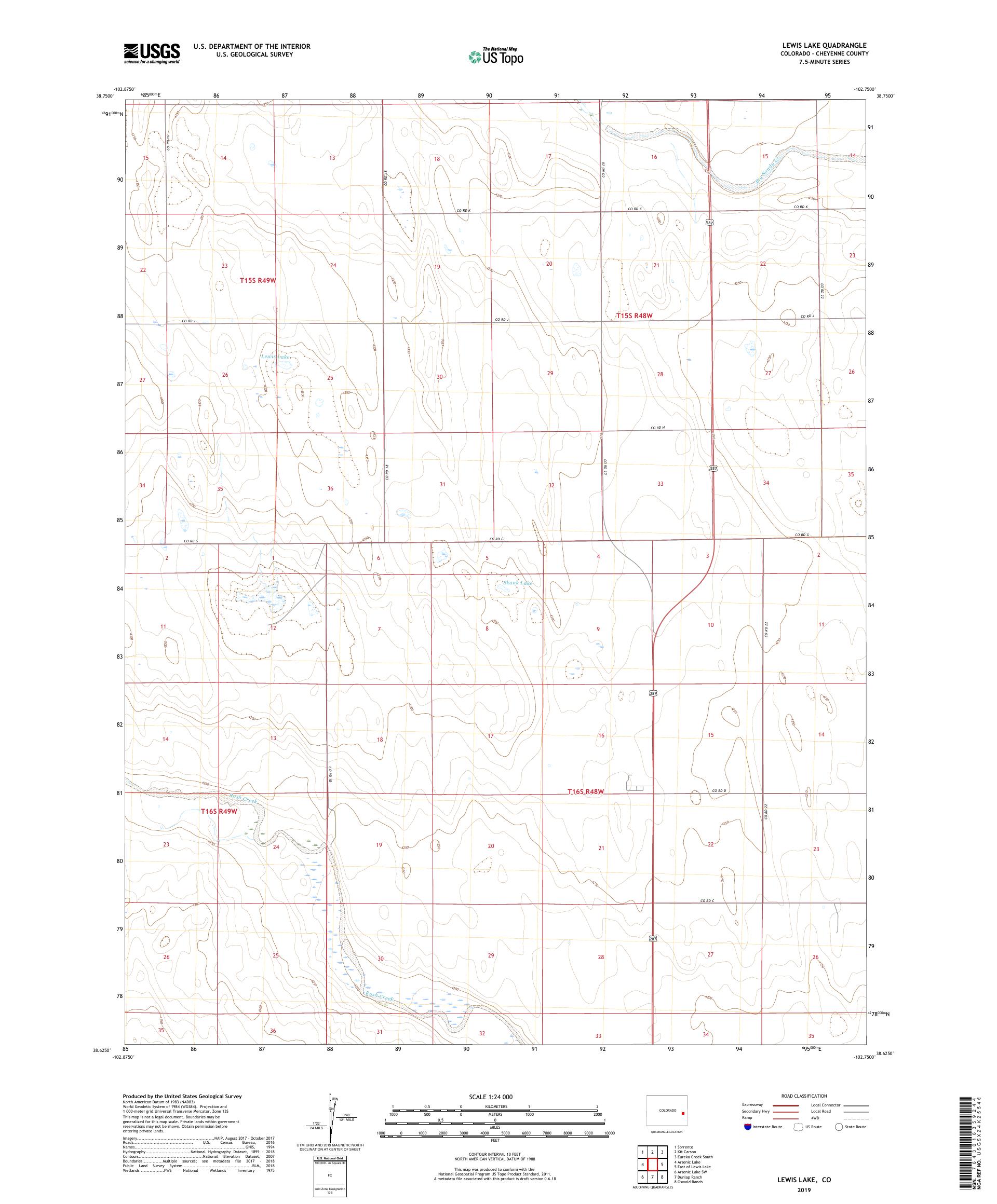 Lewis Lake Colorado US Topo Map – MyTopo Map Store