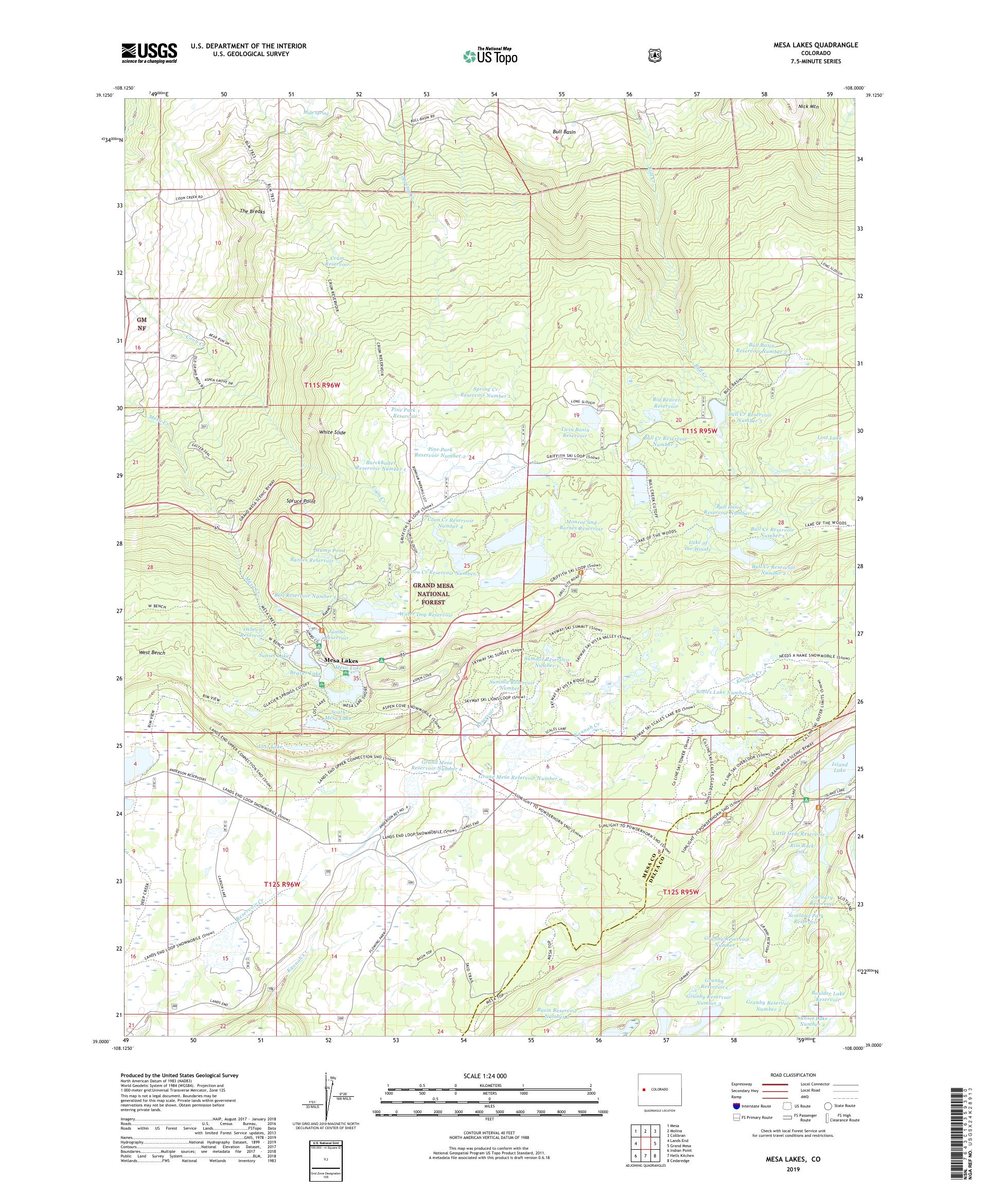 Mesa Lakes Colorado US Topo Map – MyTopo Map Store