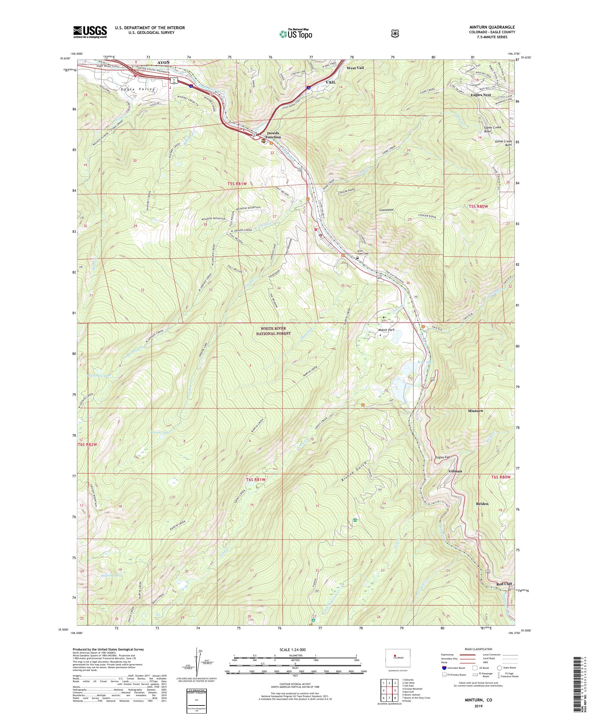 Minturn Colorado US Topo Map – MyTopo Map Store