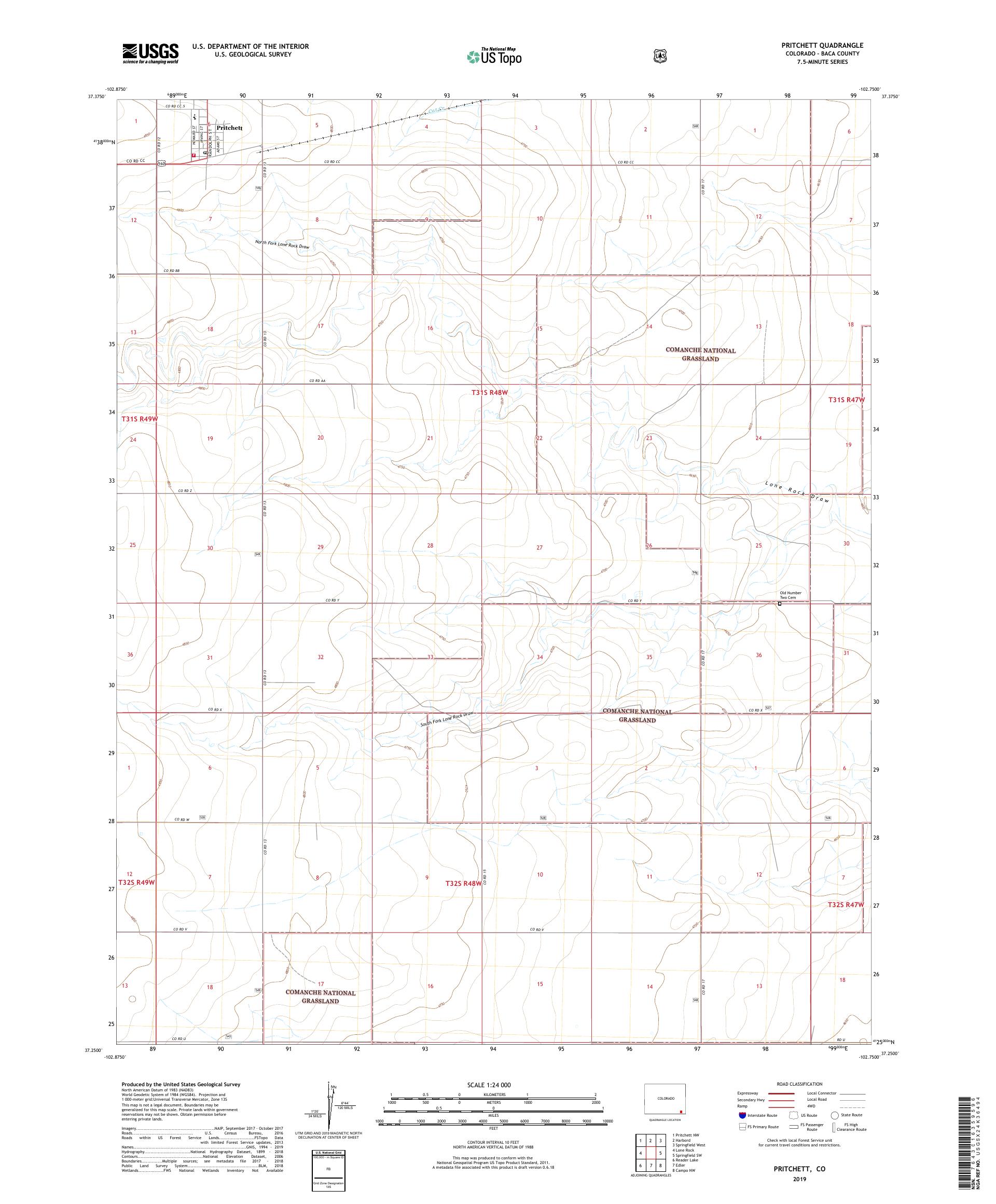 Pritchett Colorado US Topo Map – MyTopo Map Store