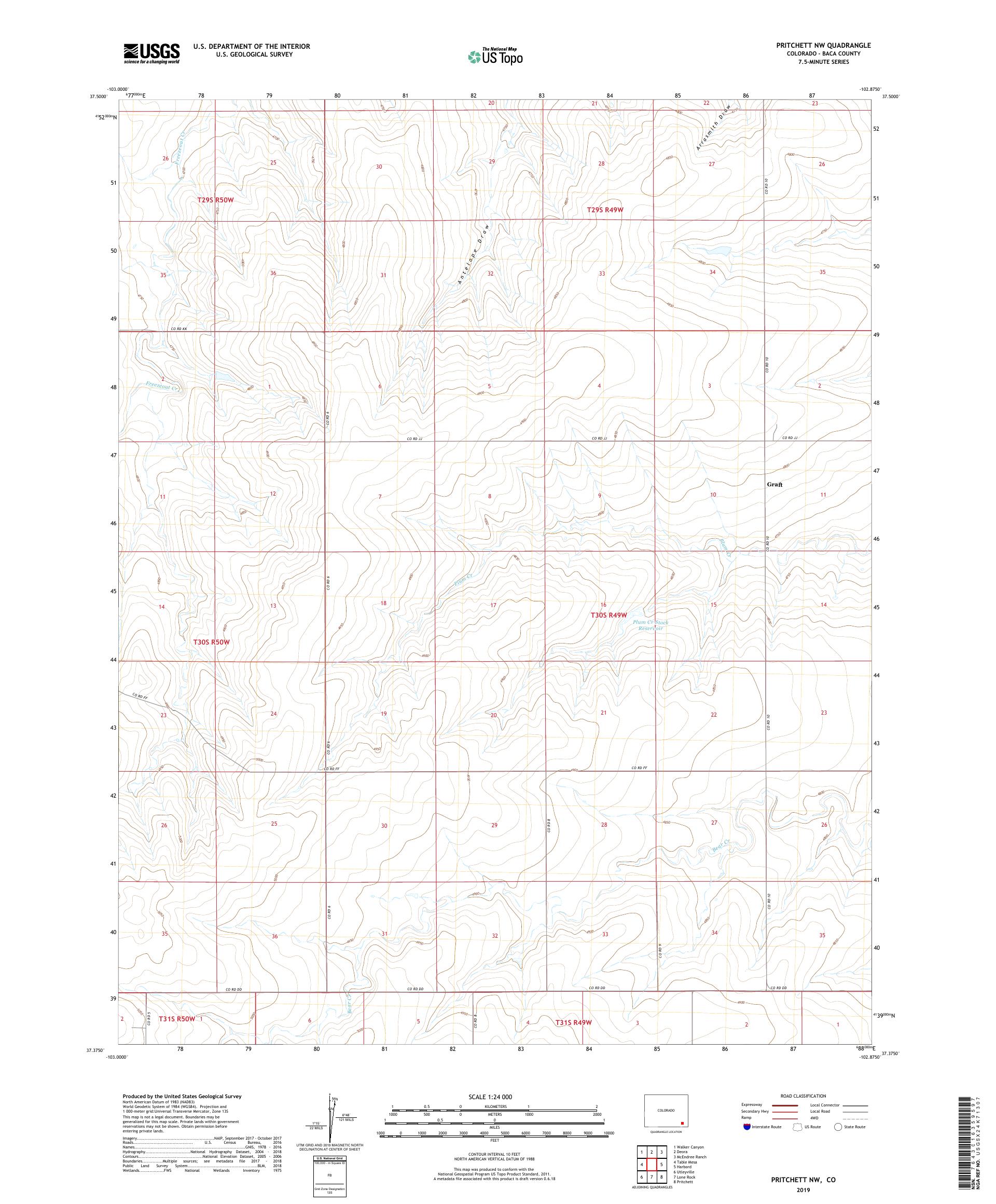 Pritchett NW Colorado US Topo Map – MyTopo Map Store