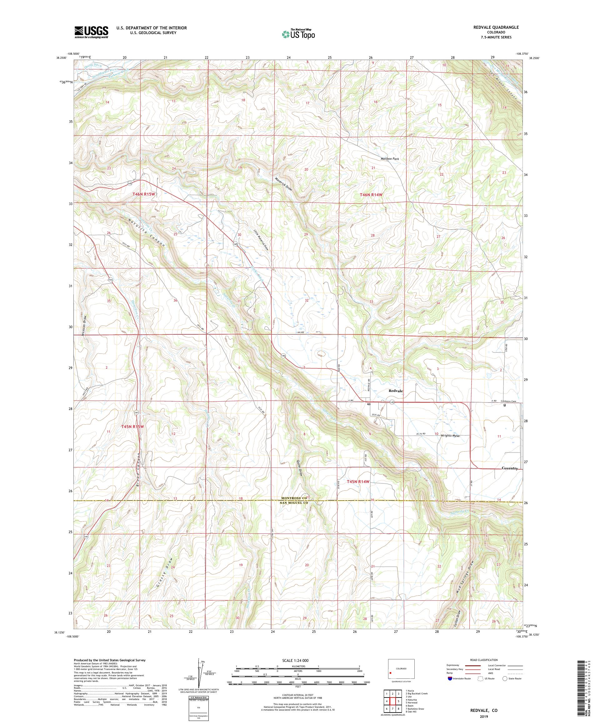 Redvale Colorado US Topo Map – MyTopo Map Store