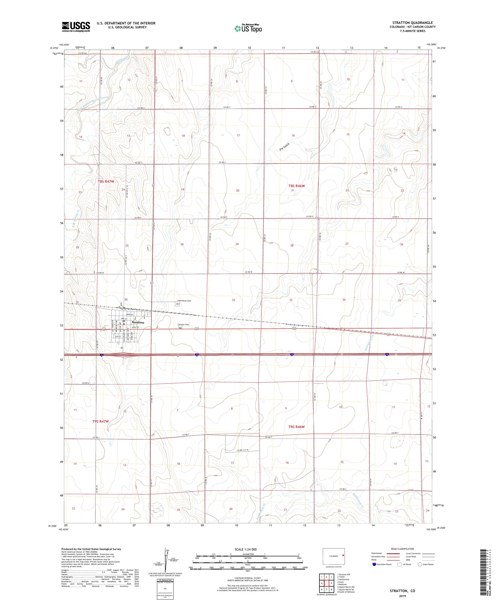 Stratton Colorado US Topo Map – MyTopo Map Store
