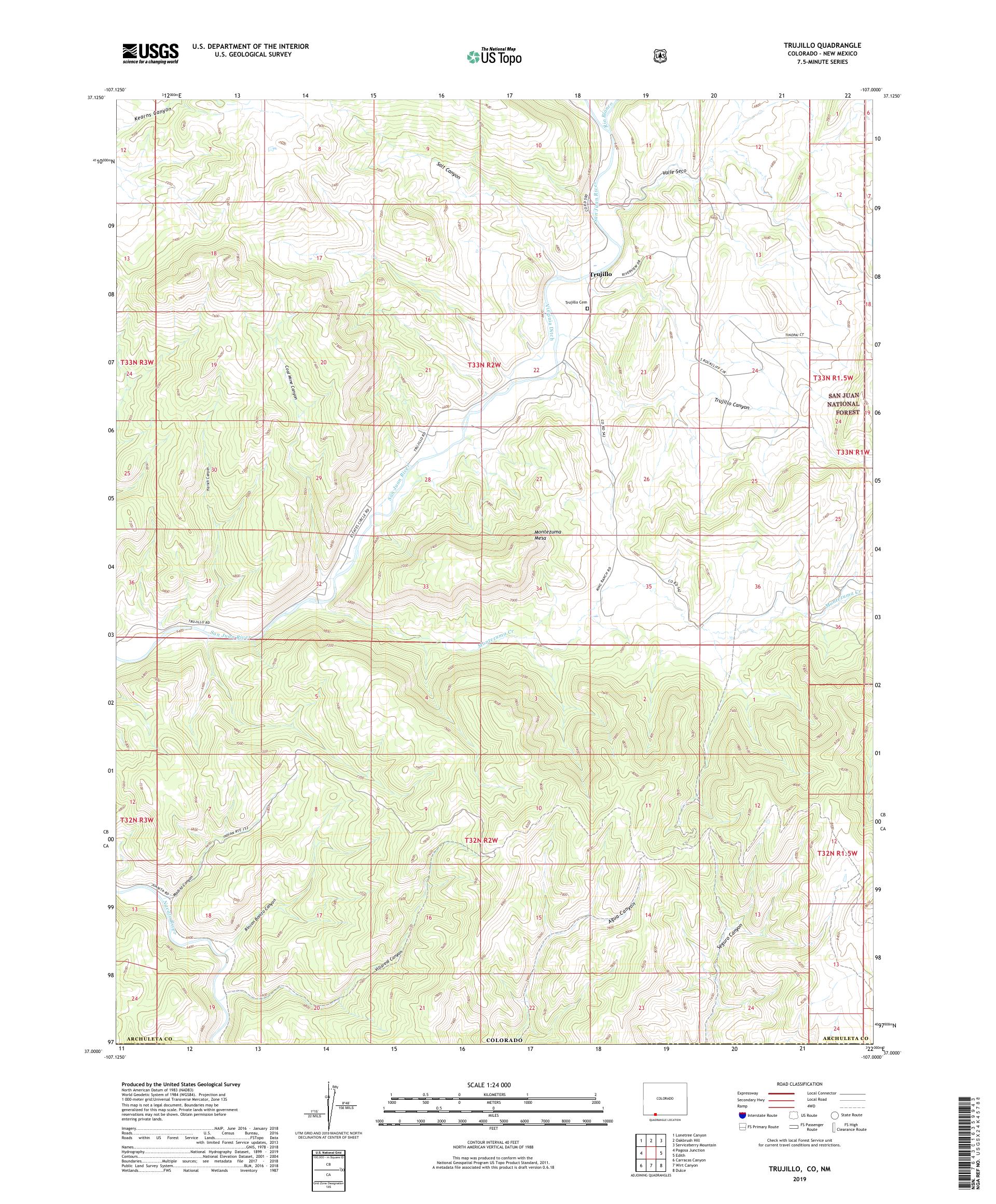 Trujillo Colorado US Topo Map – MyTopo Map Store
