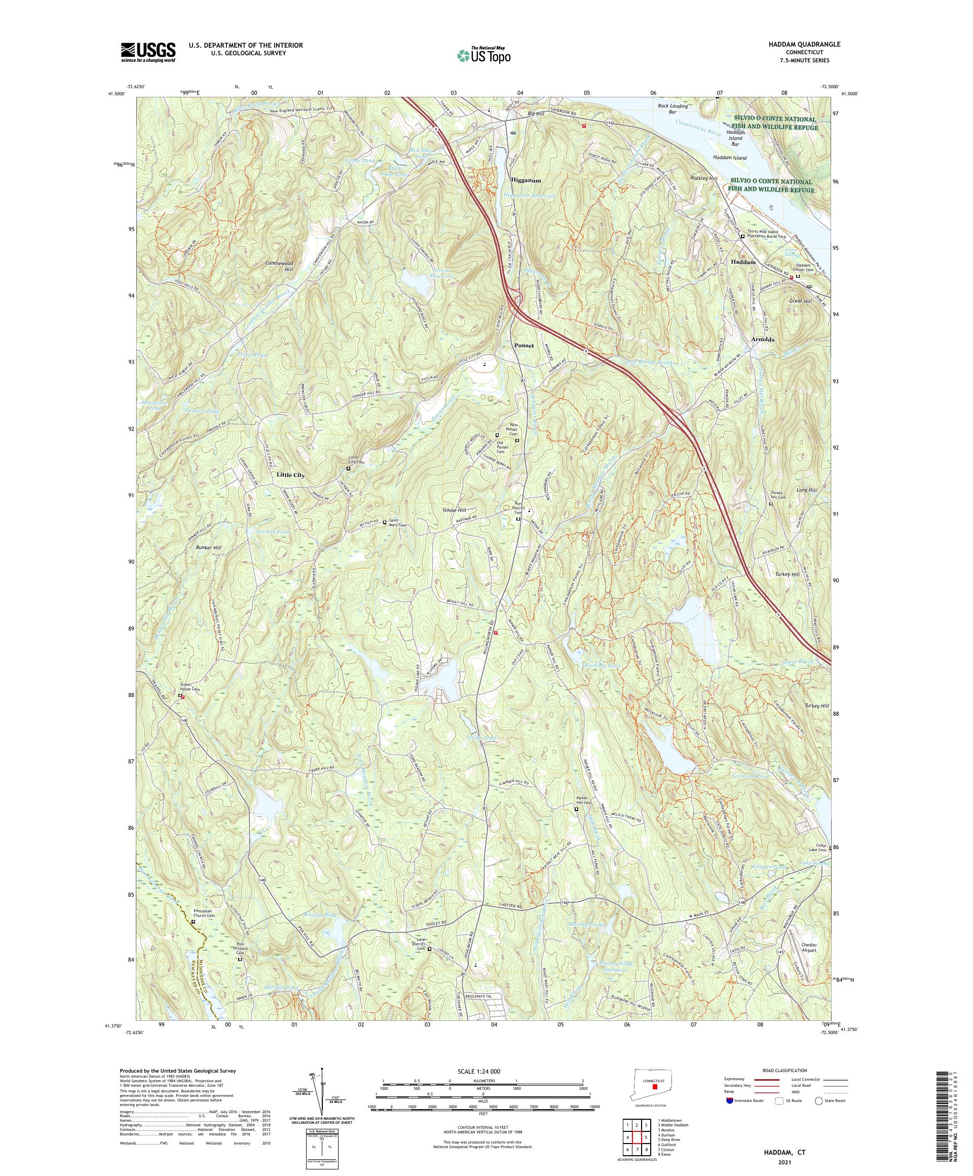 Haddam Connecticut US Topo Map – MyTopo Map Store