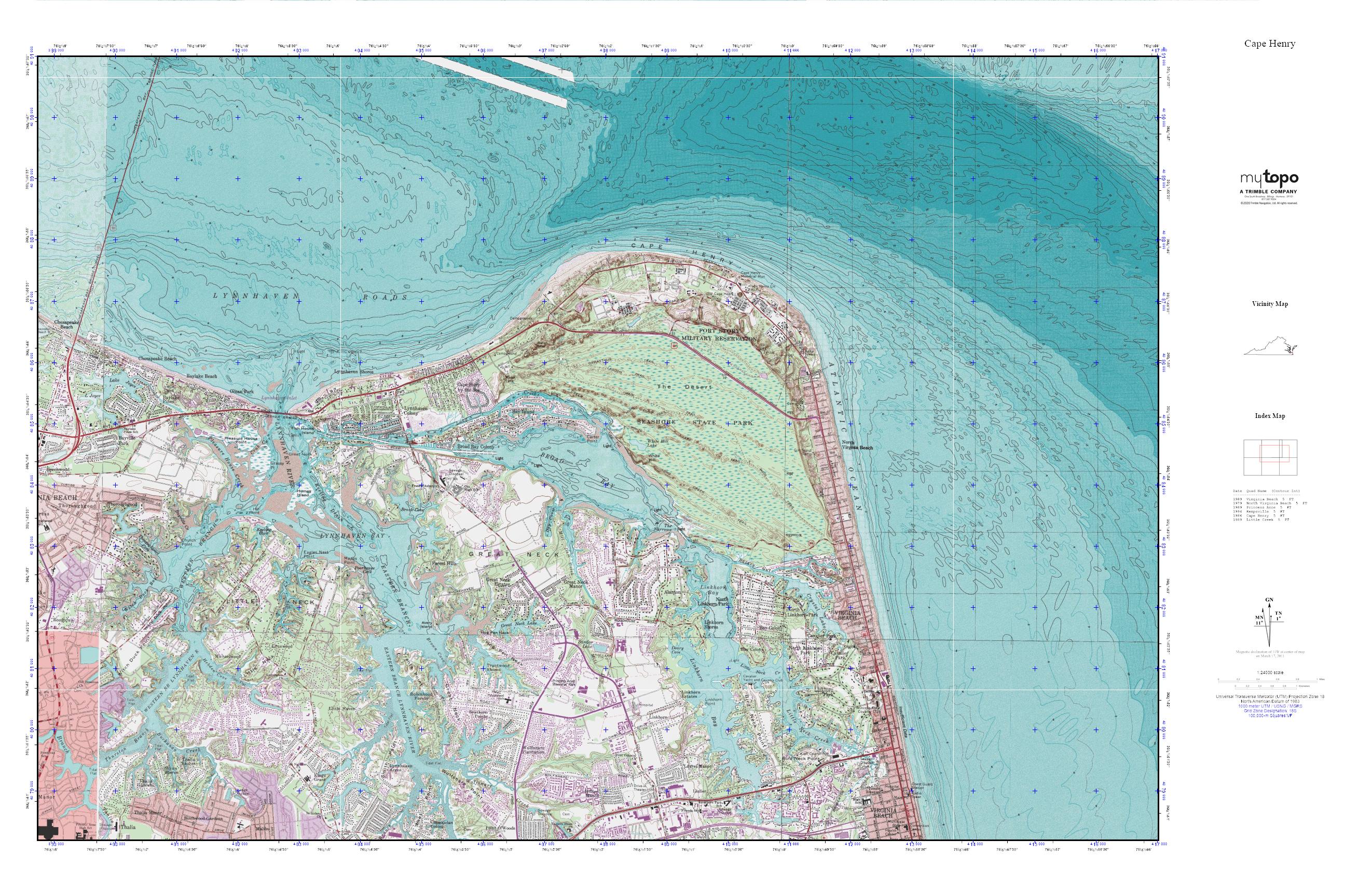 Cape Henry MyTopo Explorer Series Map – MyTopo Map Store