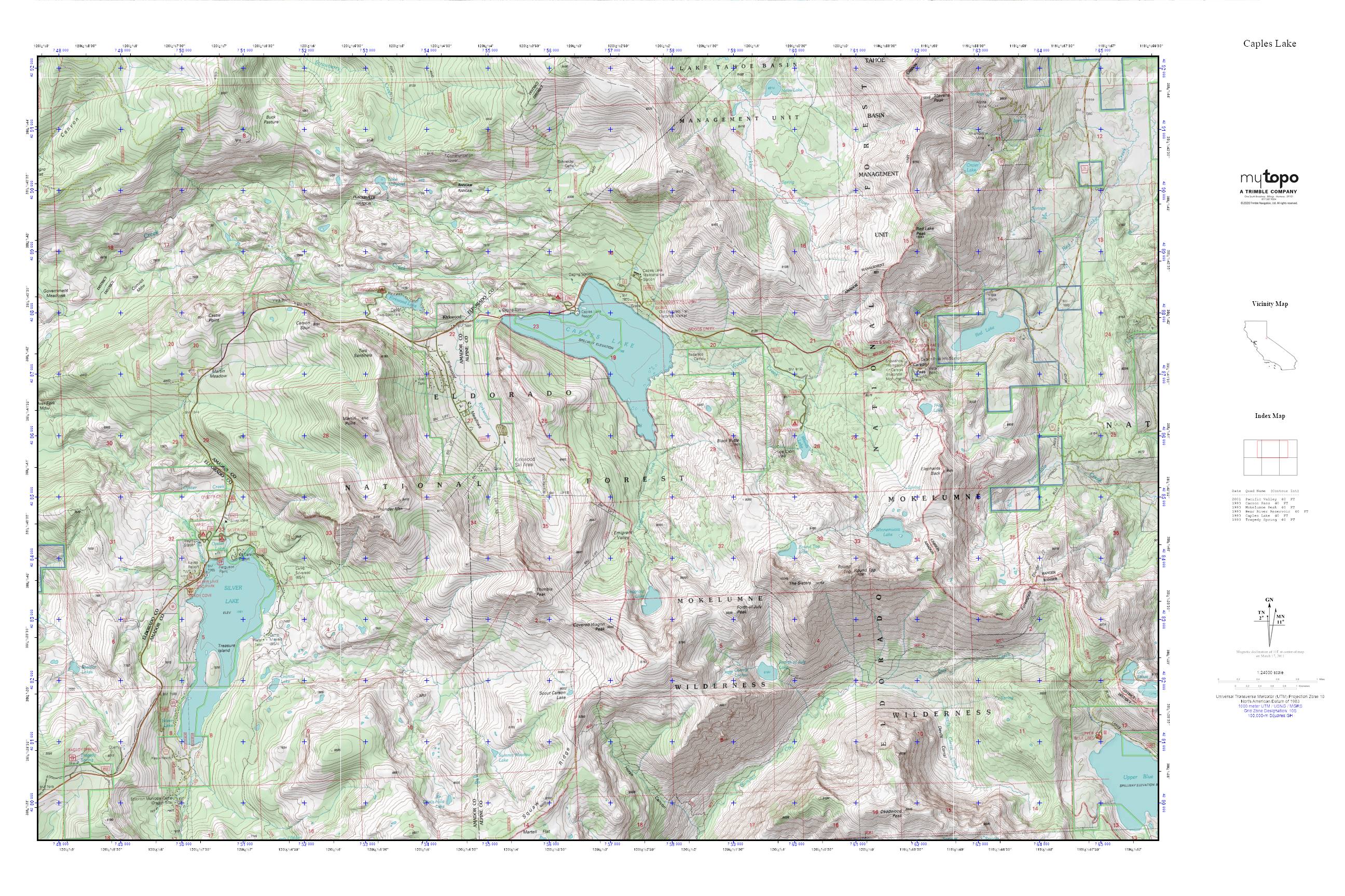 Caples Lake MyTopo Explorer Series Map – MyTopo Map Store